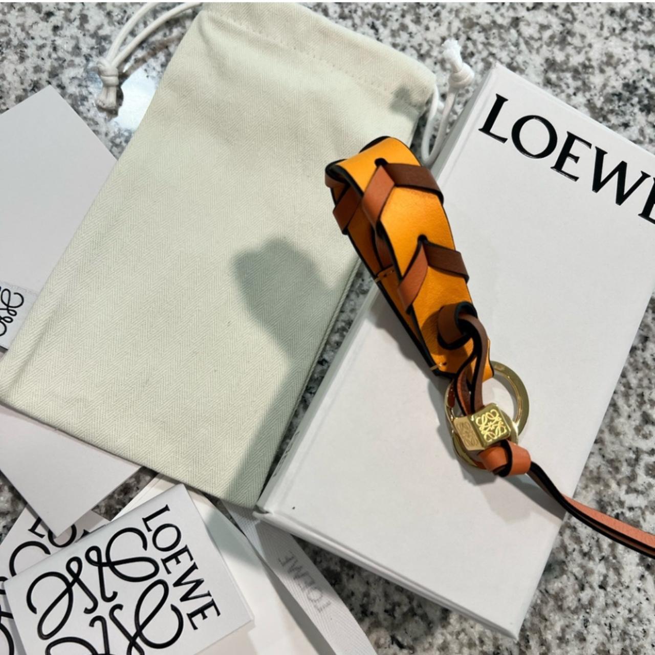 Loewe Leather Braided Keychain 2023 small gold charm... - Depop