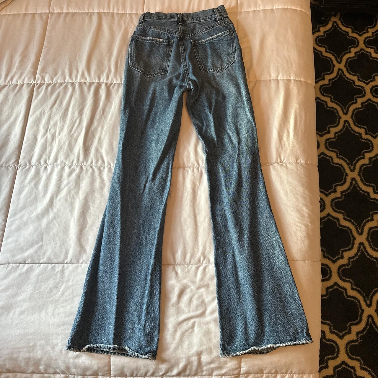 Pacsun jeans size 23 high rise bootcut with holes in... - Depop