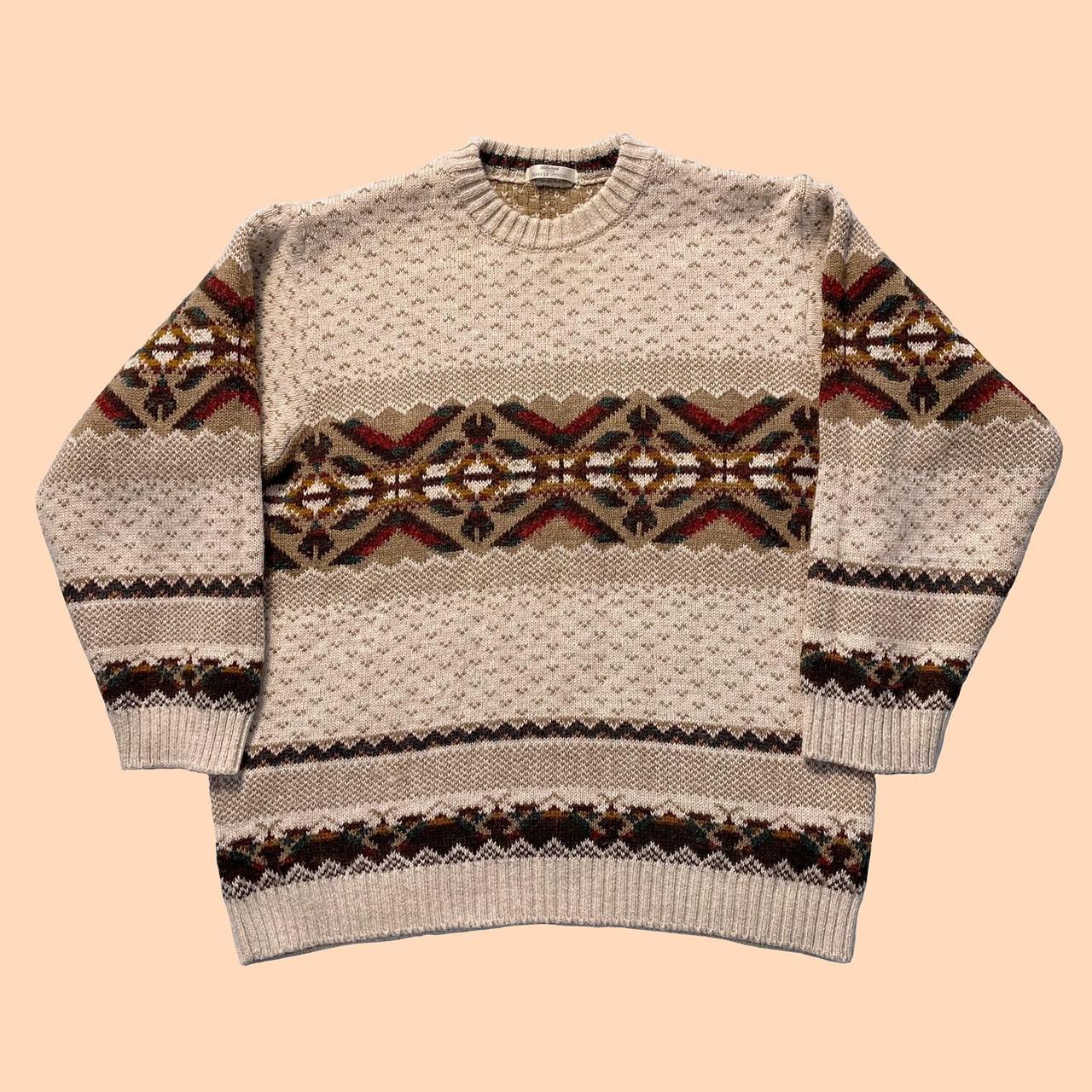 Aztec Print Wooly Knitted Vintage St Michael Jumper... | Depop