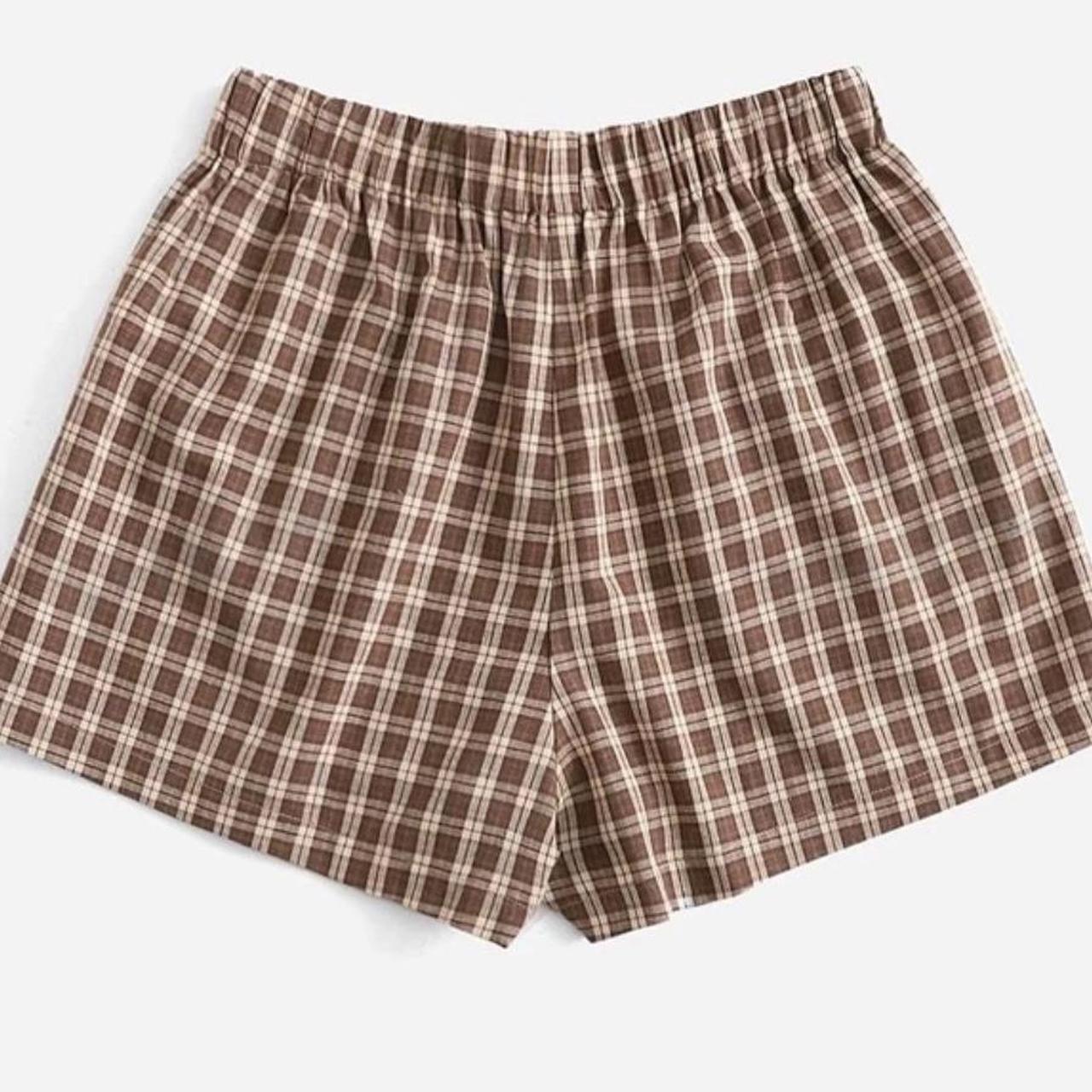 brown plaid shorts! willing to negotiate ! large... - Depop