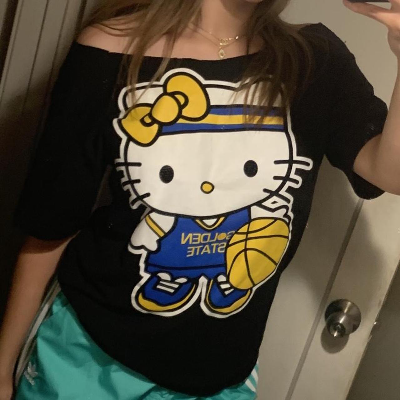 off the shoulder cut Hello Kitty Golden State... - Depop