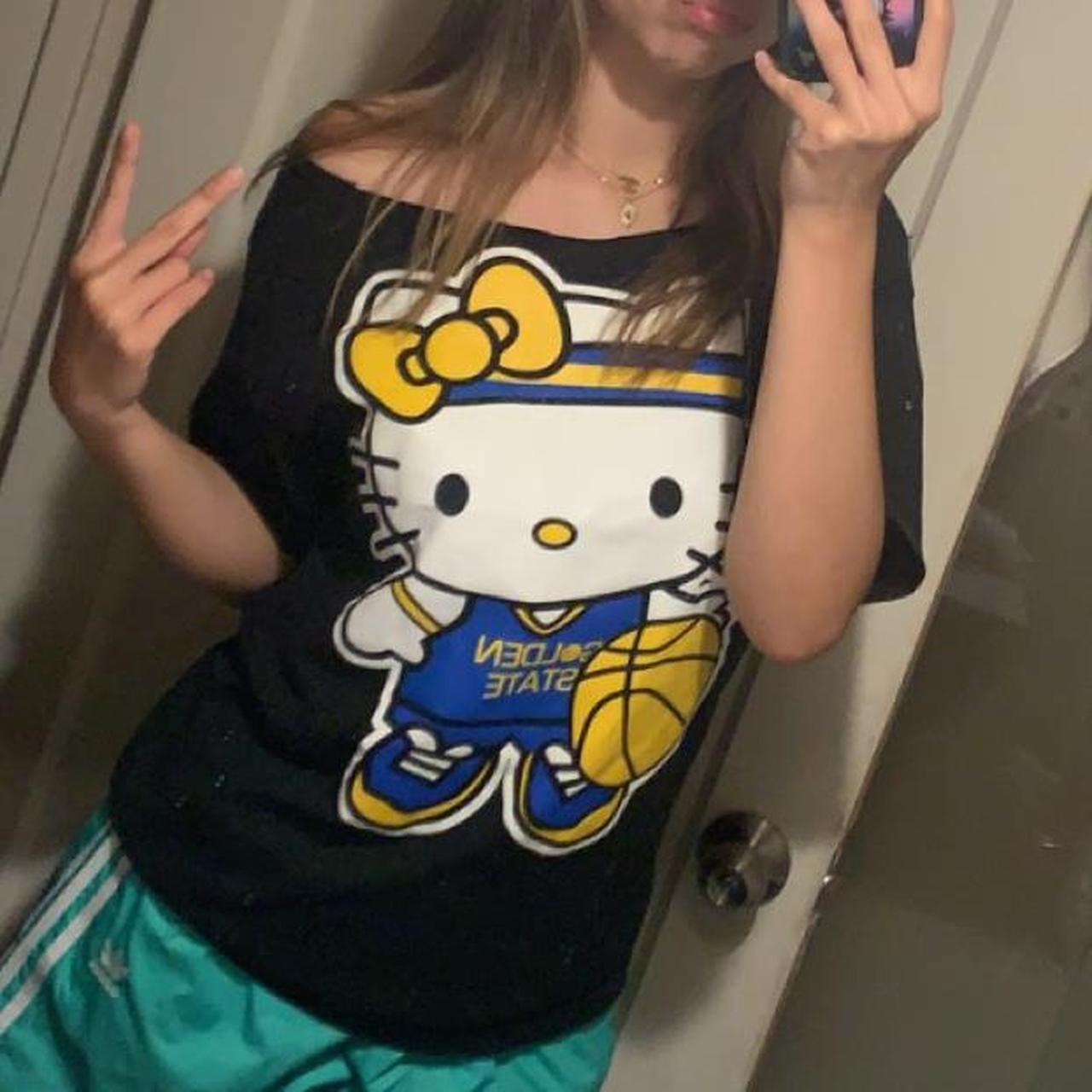 off the shoulder cut Hello Kitty Golden State... - Depop