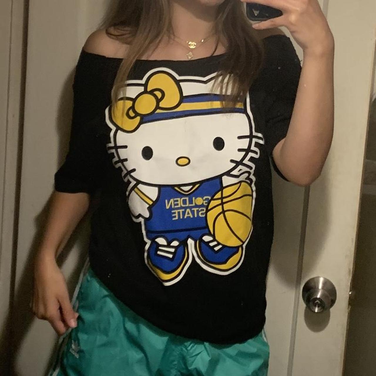 off the shoulder cut Hello Kitty Golden State... - Depop