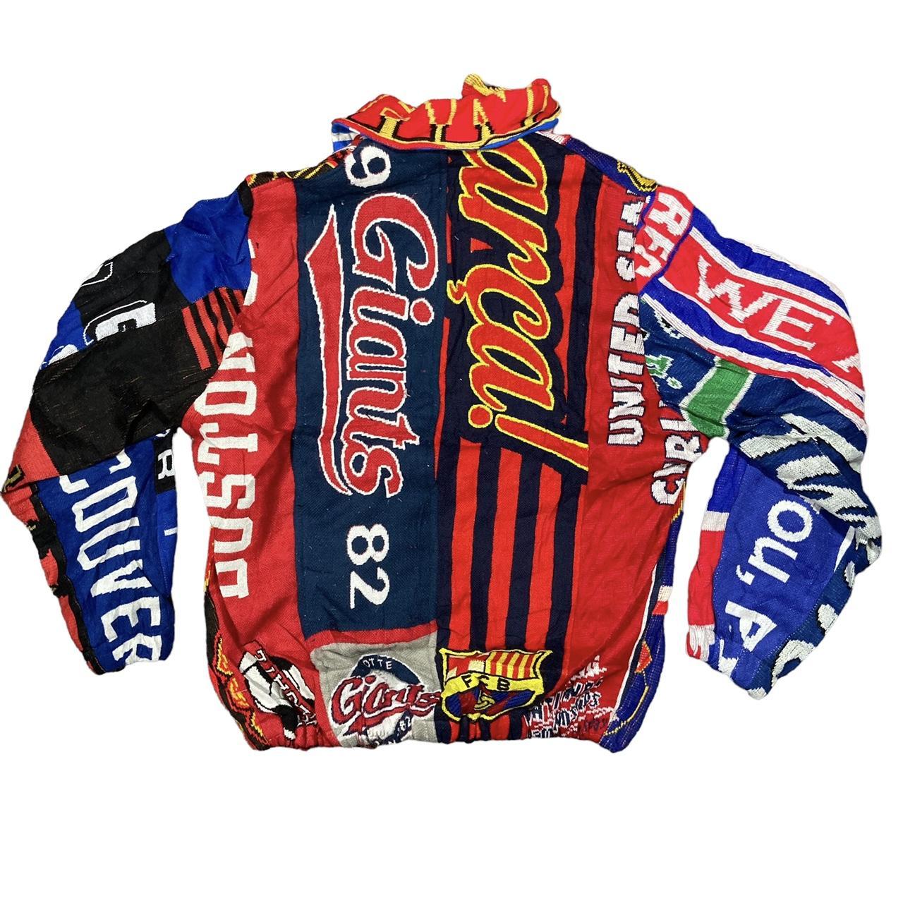 Vintage Reworked Football Scarf Jacket... - Depop