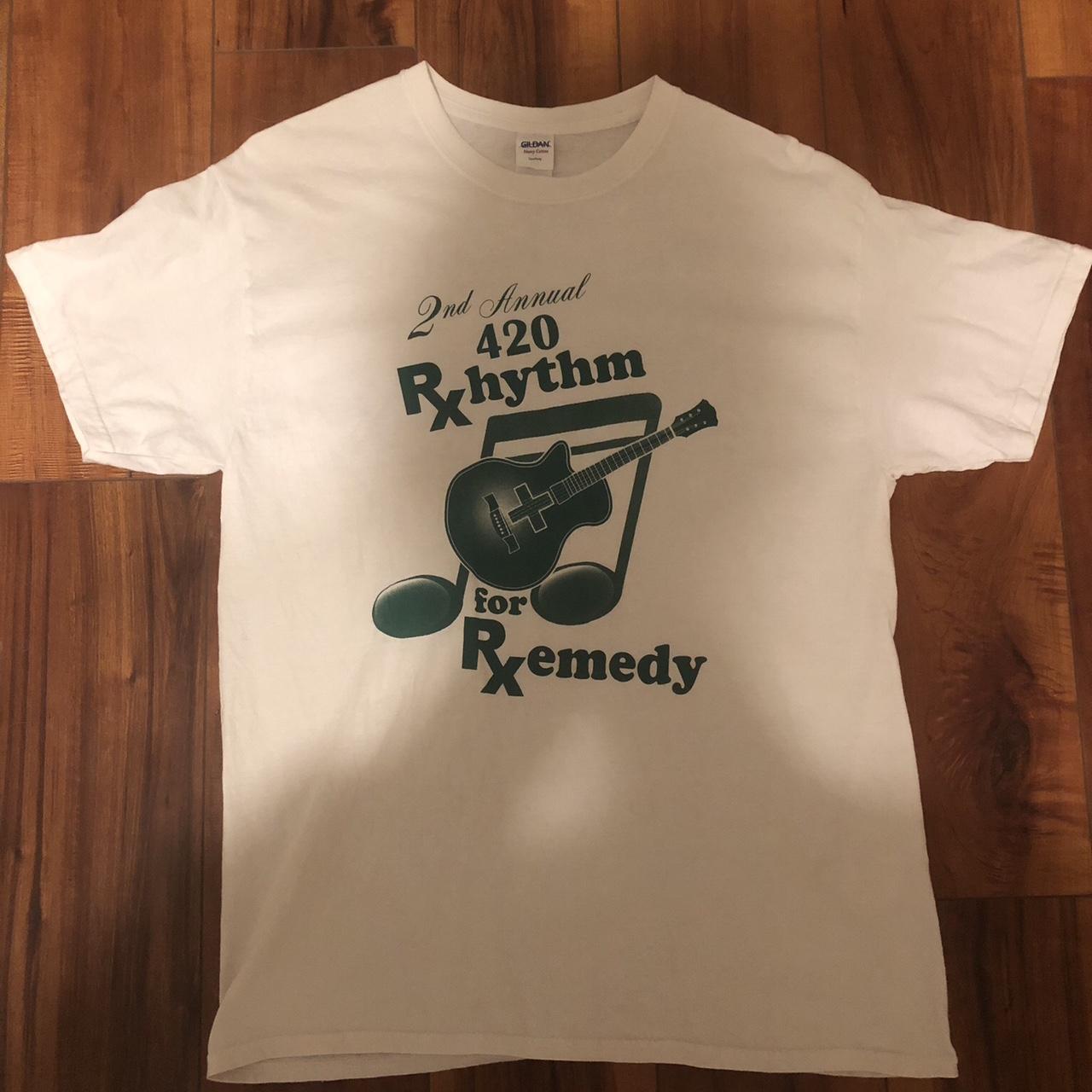 Vintage Weed 420 Rhythm for Remedy white and green t... - Depop