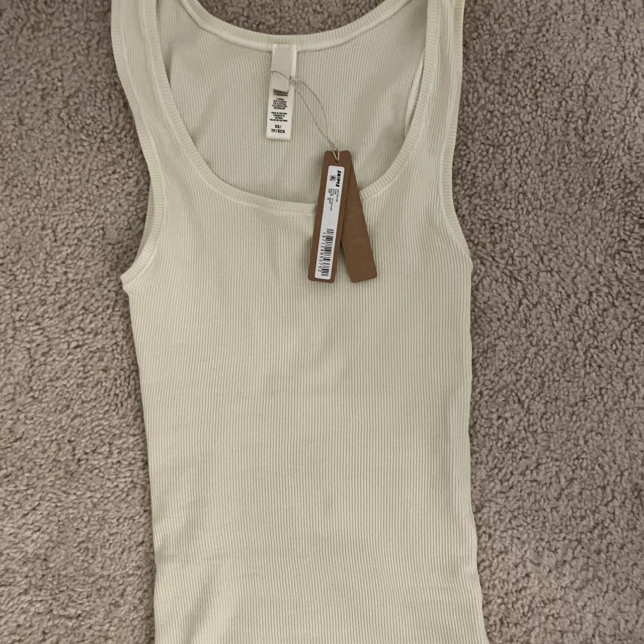 Skims bone cotton rib tank XS NWT - Depop