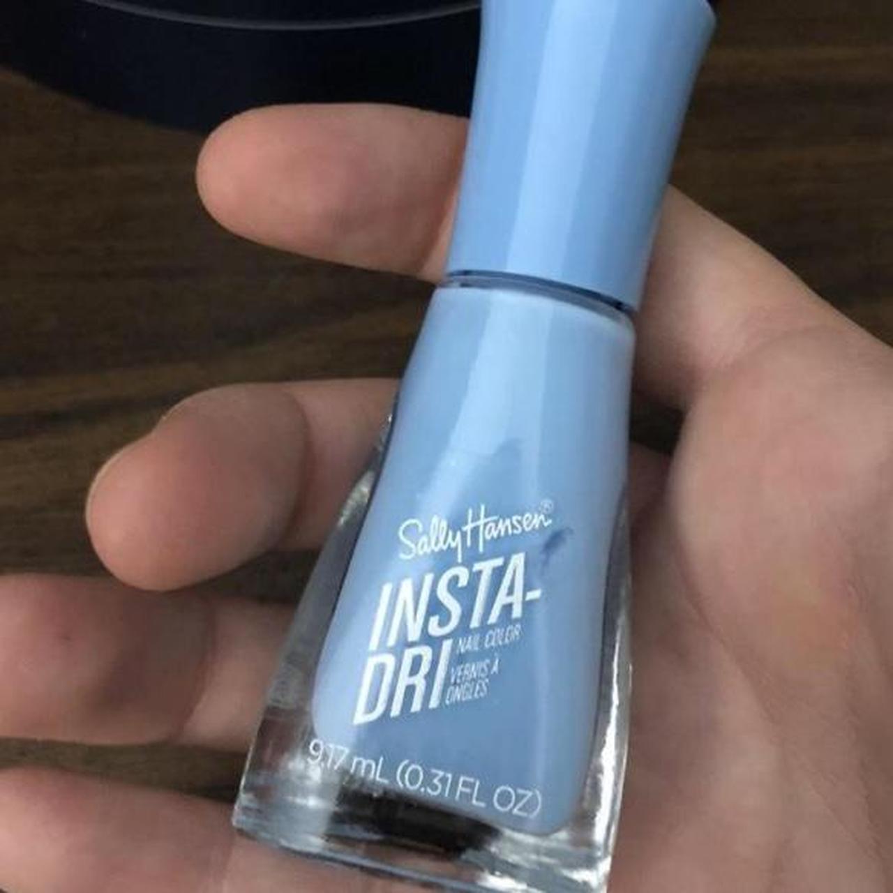 blue sally hansen insta dry nail polish shade up in... - Depop
