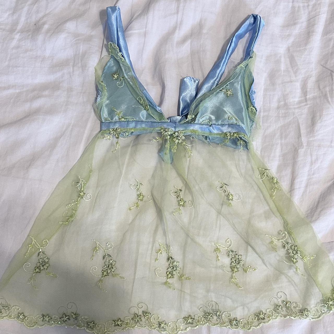 Hand beaded lace top - handmade - stunning green... - Depop