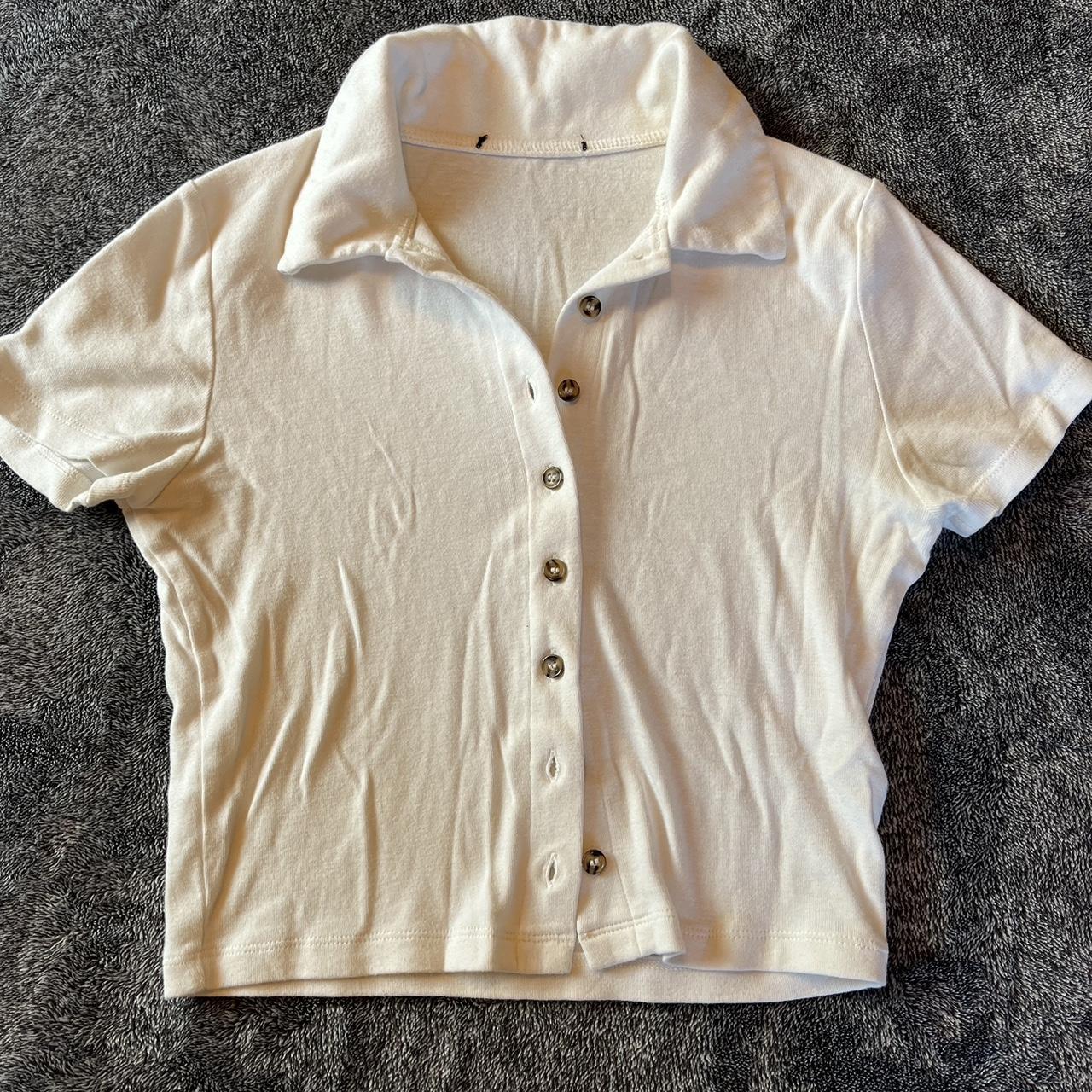 -Super cute button up crop shirt -would make a cute... - Depop