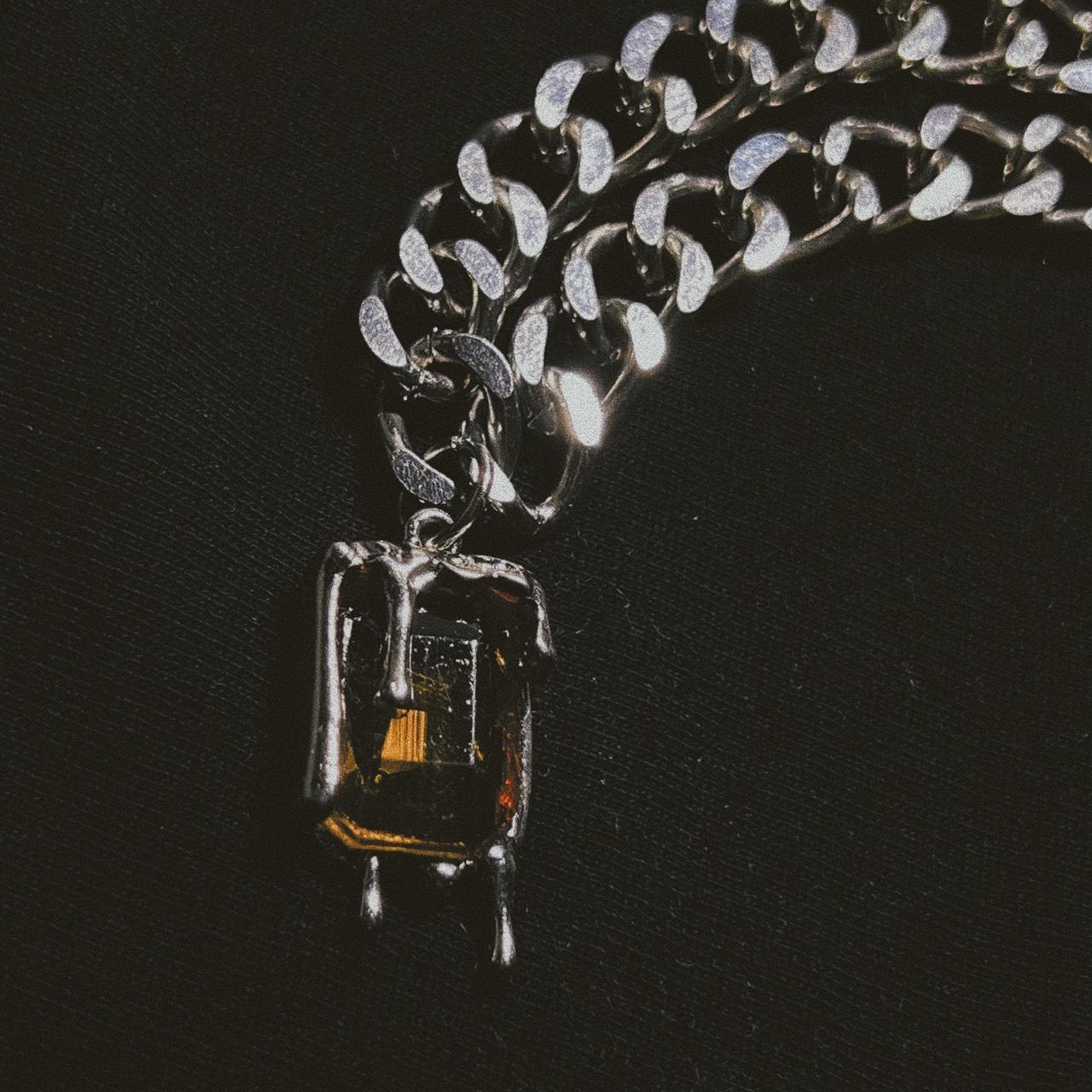 Amber Stone Drip Chain and Earring_BERSHKA Amber... - Depop