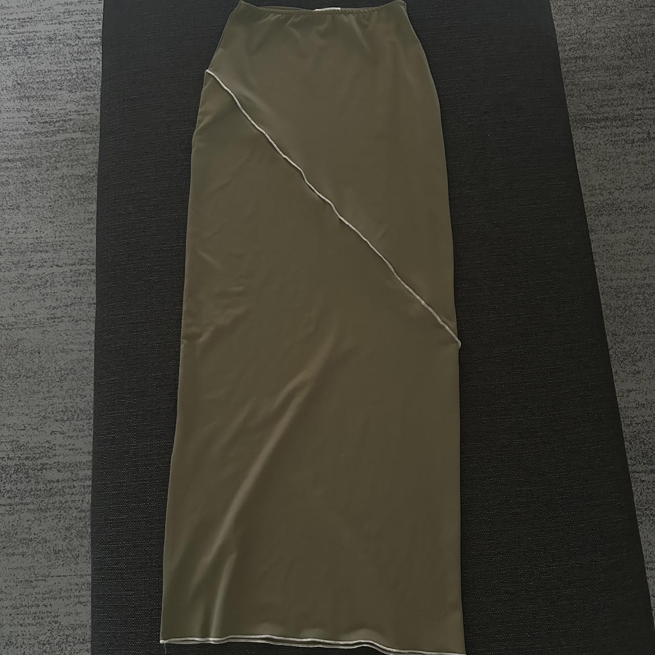 Perfect Stranger Asymmetric Contrast Maxi Skirt... | Depop