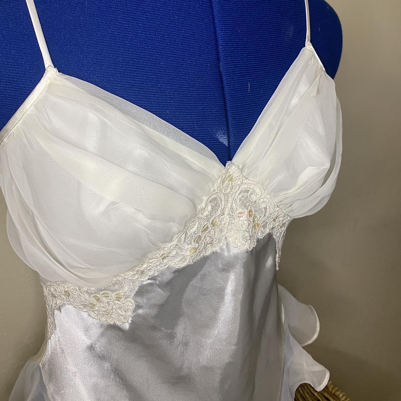 Victoria’s Secret white silk body suit with beaded... | Depop