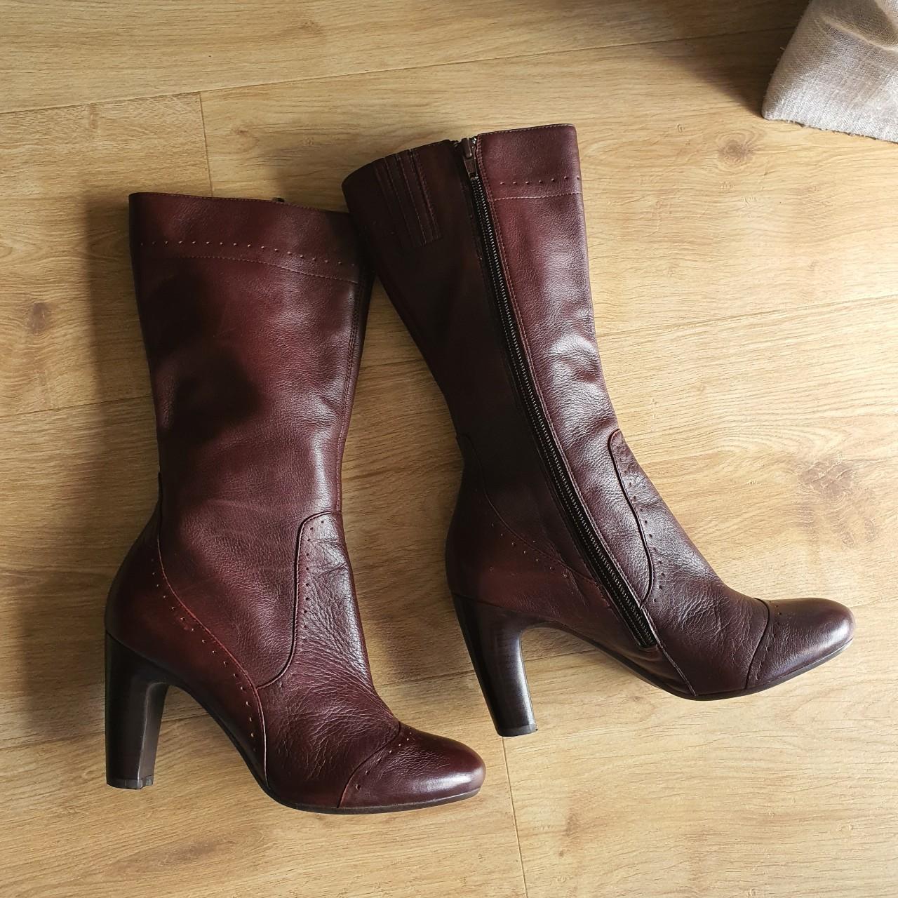 GIALLO red/burgundy detailed leather boots Size 37.... - Depop