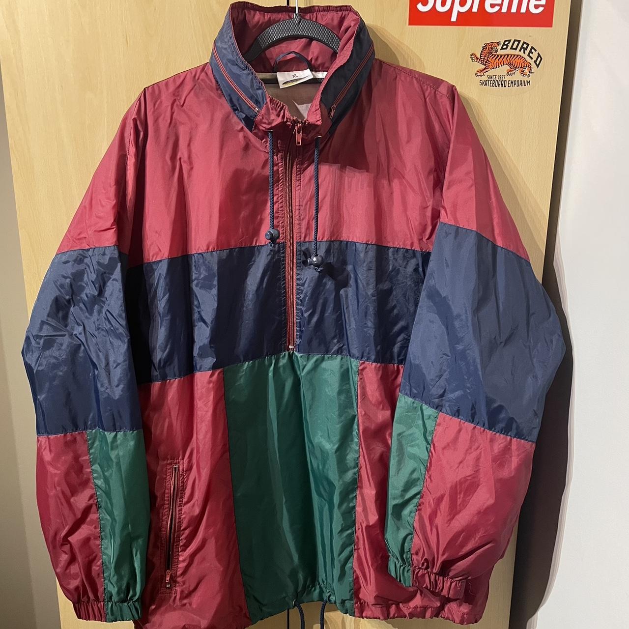 Vintage Red, Green And Navy Thin Track Jacket -... - Depop