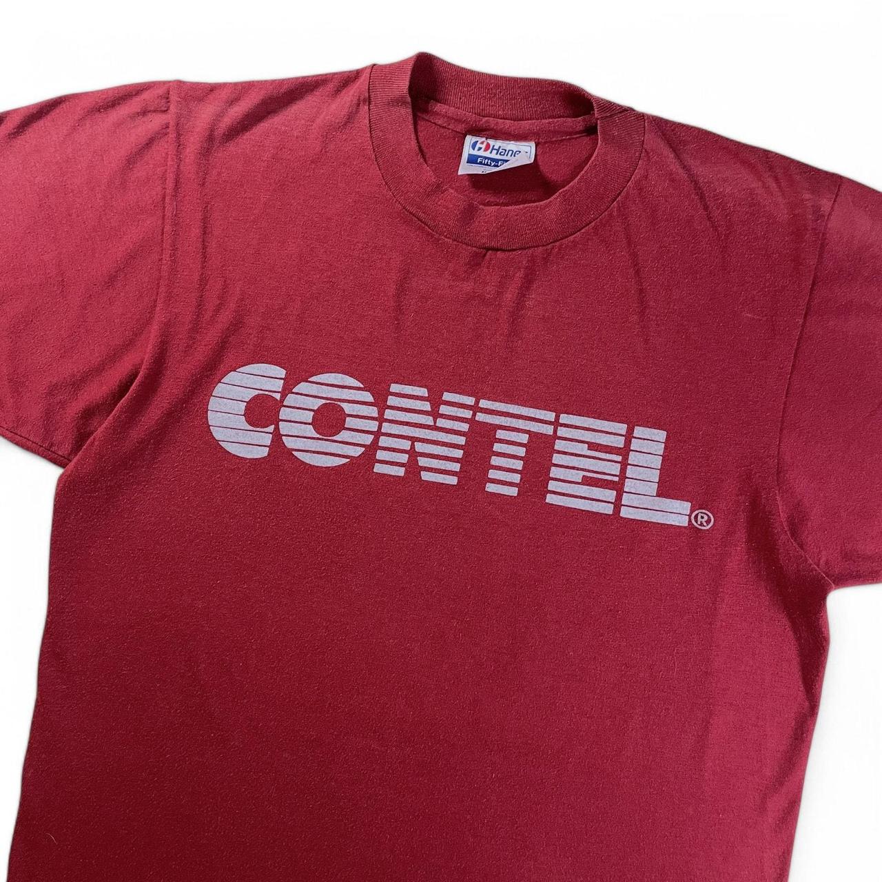 Vtg 80s Contel Defunct Telecom Company Shirt Maroon... | Depop