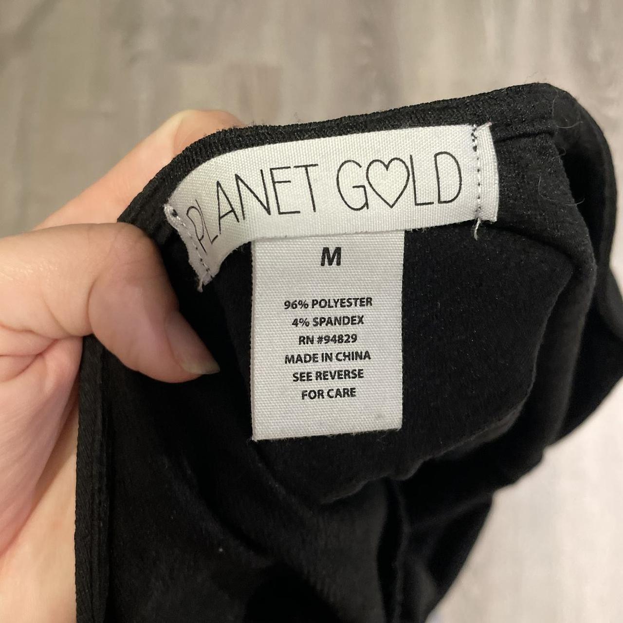 Planet Gold Black Skater Mini Dress with Scoop... - Depop