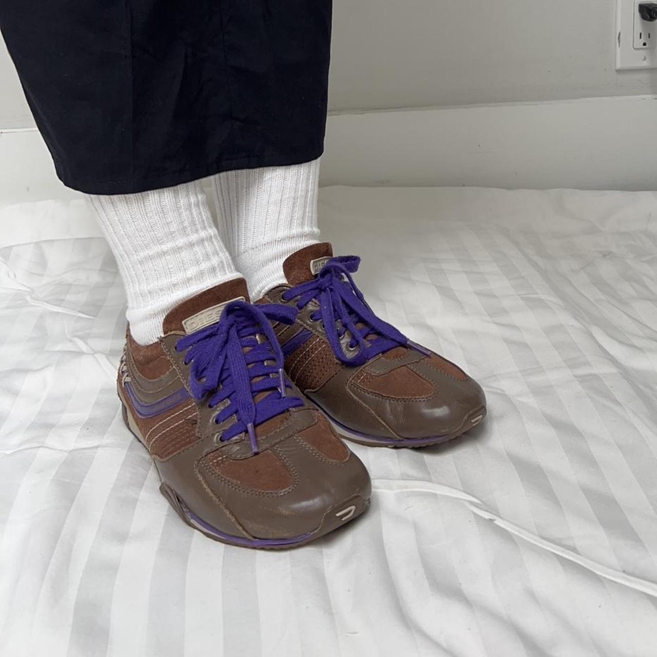 Leather and suede vintage diesel sneakers Super... - Depop