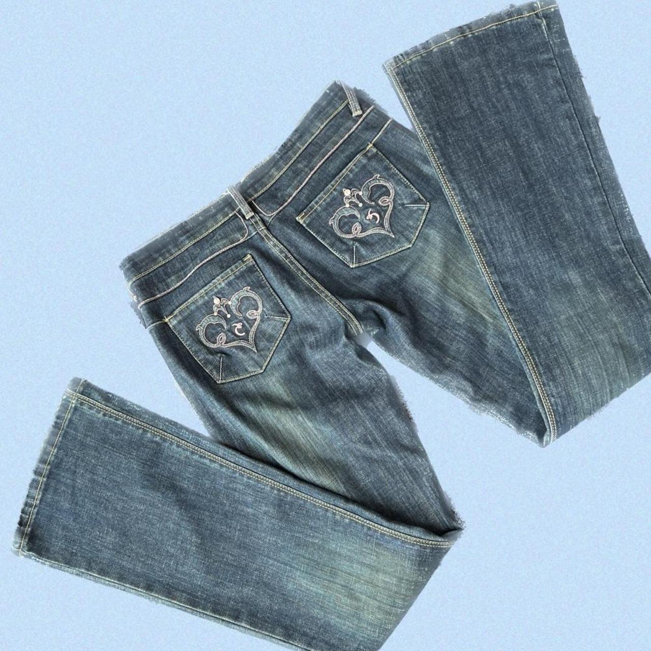 Vintage 2000s bedazzled low waisted flare... - Depop