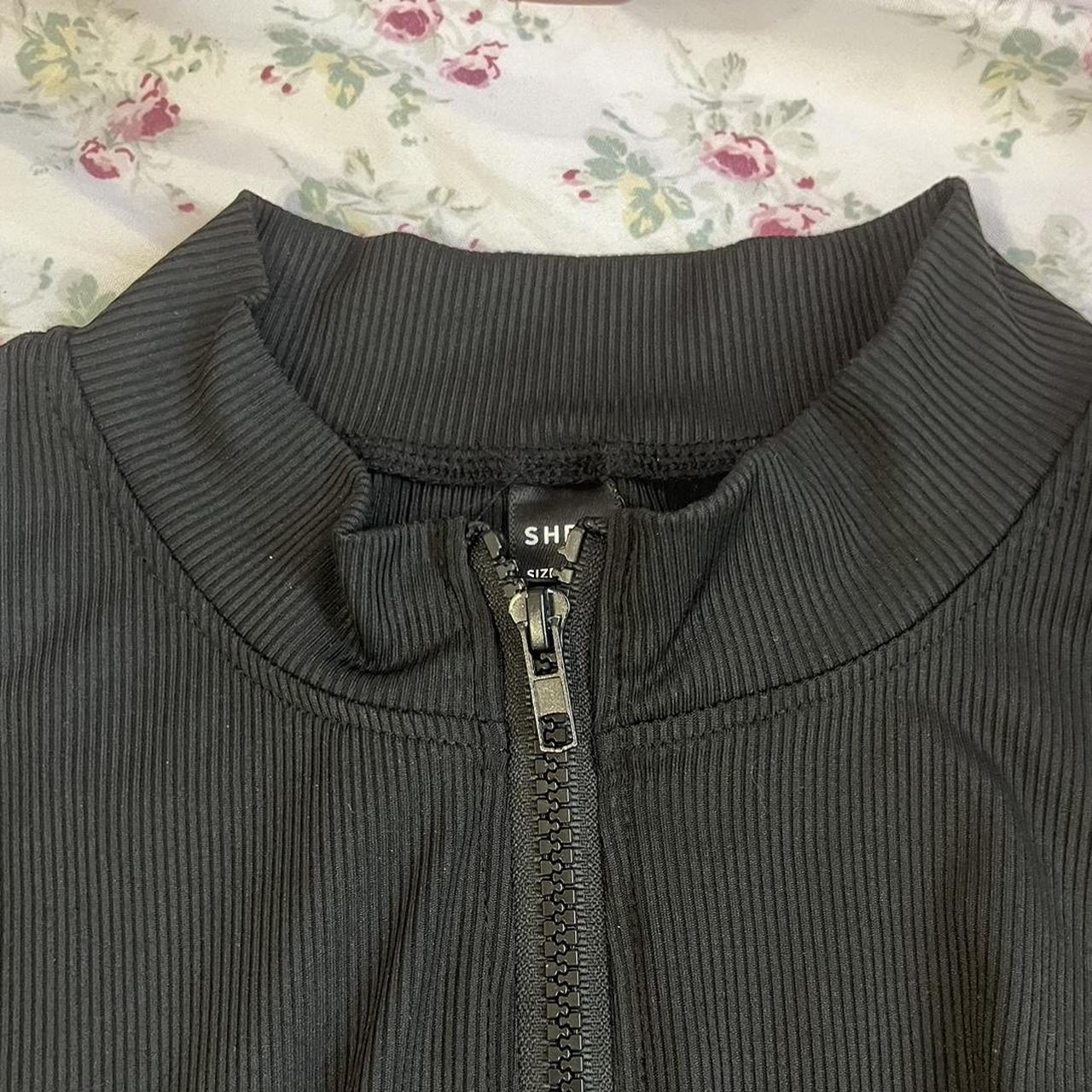 SHEIN define jacket black long sleeve zip up crop... - Depop