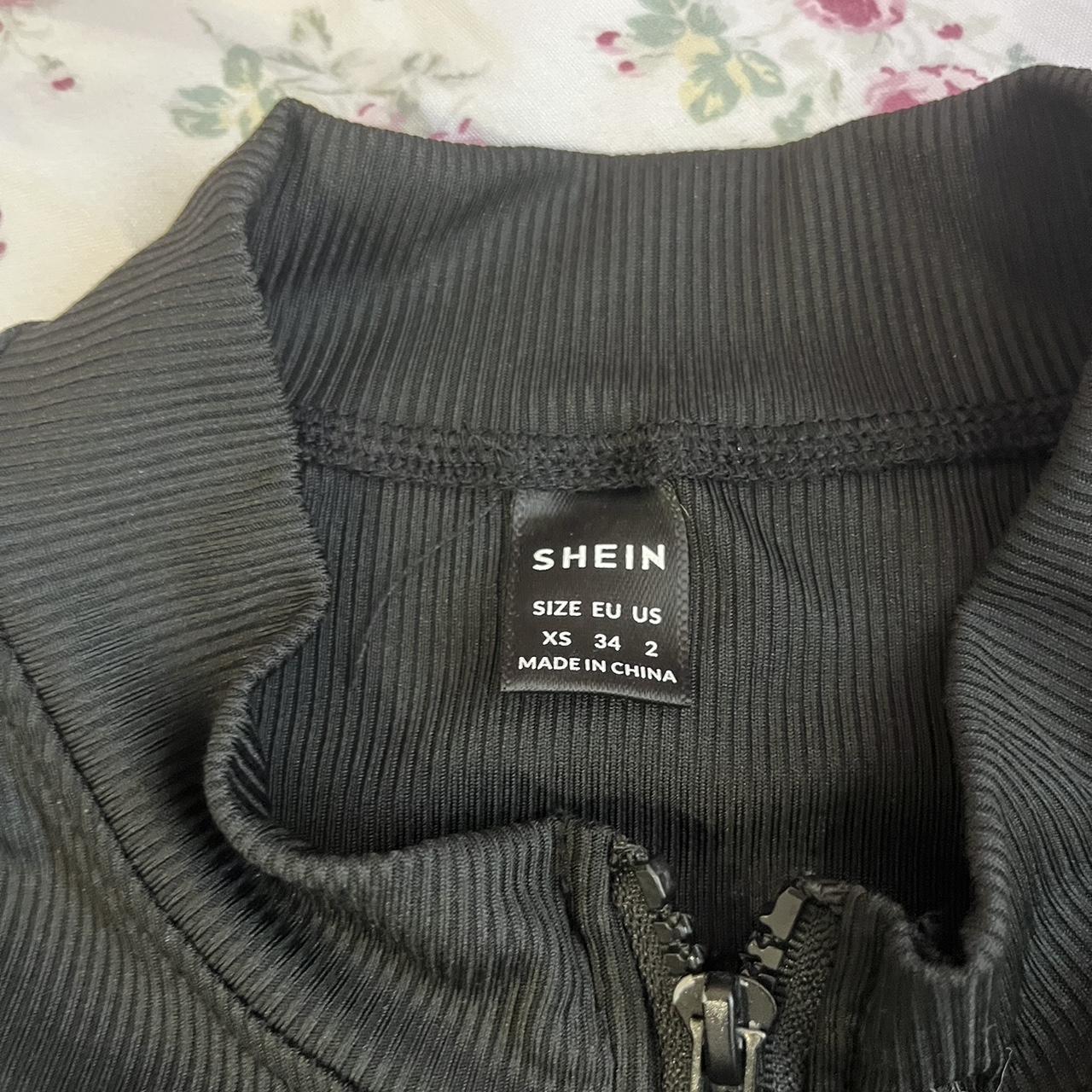 SHEIN define jacket black long sleeve zip up crop... - Depop