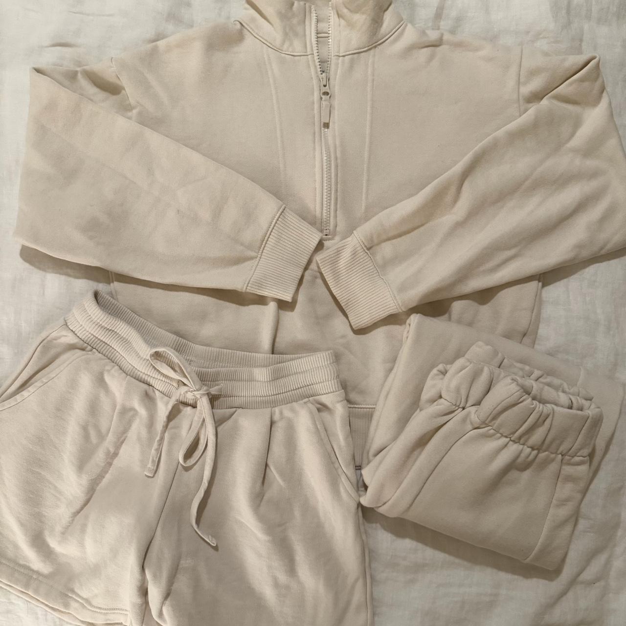 A NEW DAY (Target) CREAM SWEAT-SET - quarter zip -... - Depop