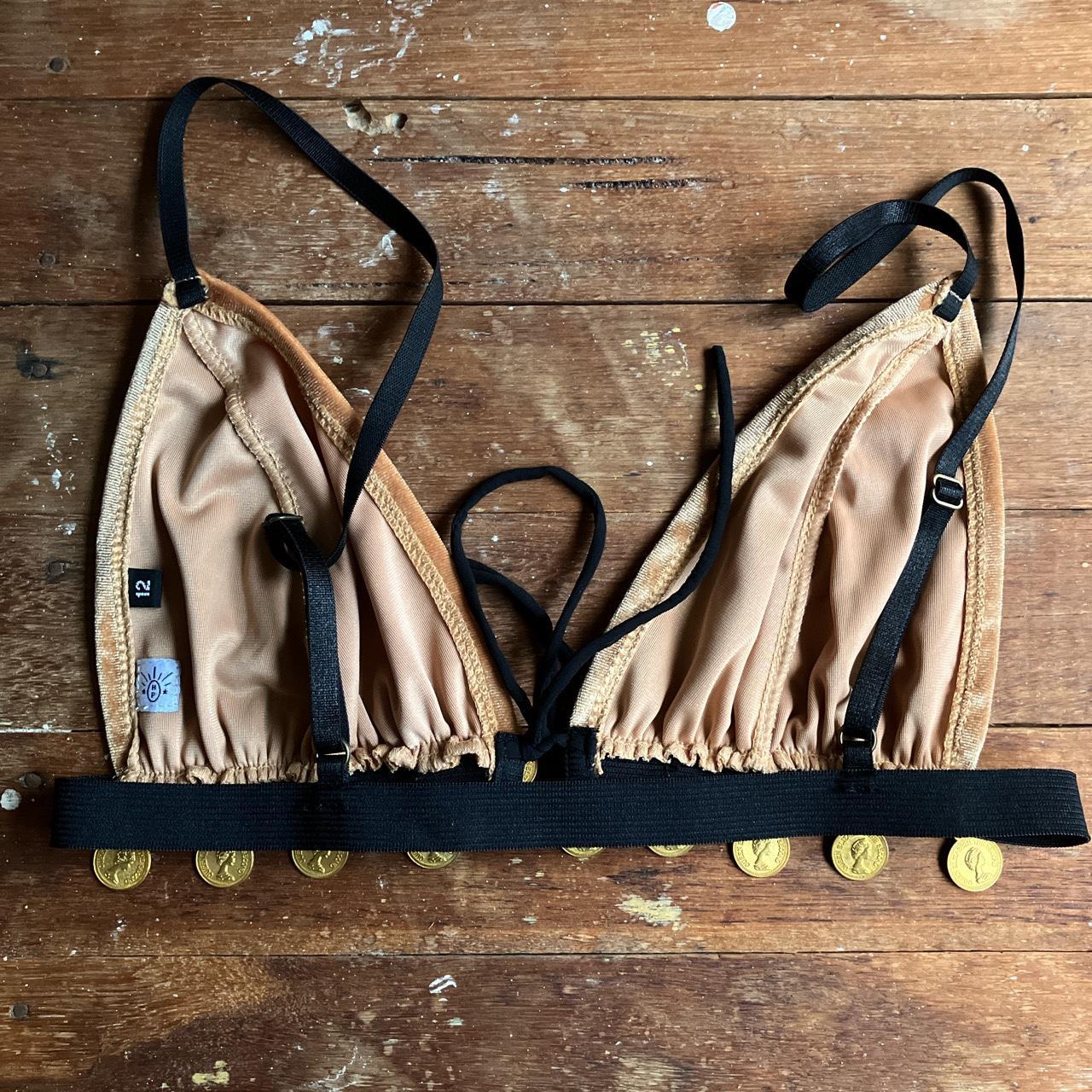 HerPony gold bralette, front centre tie. Made for... - Depop