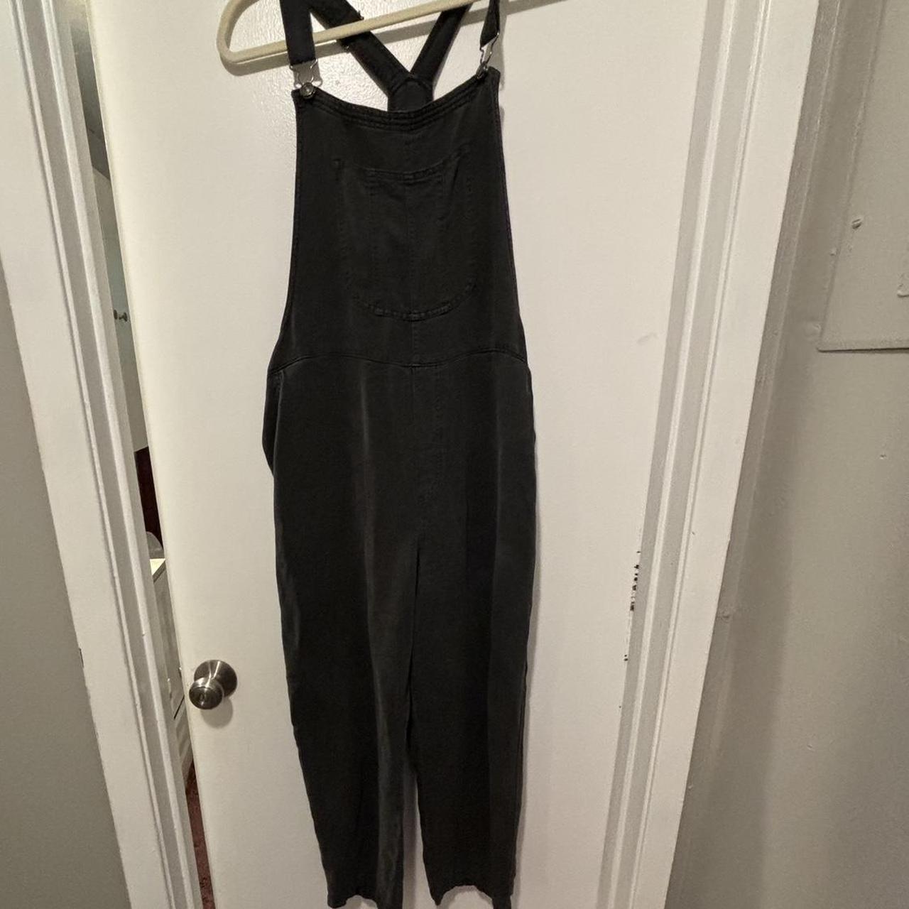 Black/grey denim overalls - super cute! These are... - Depop