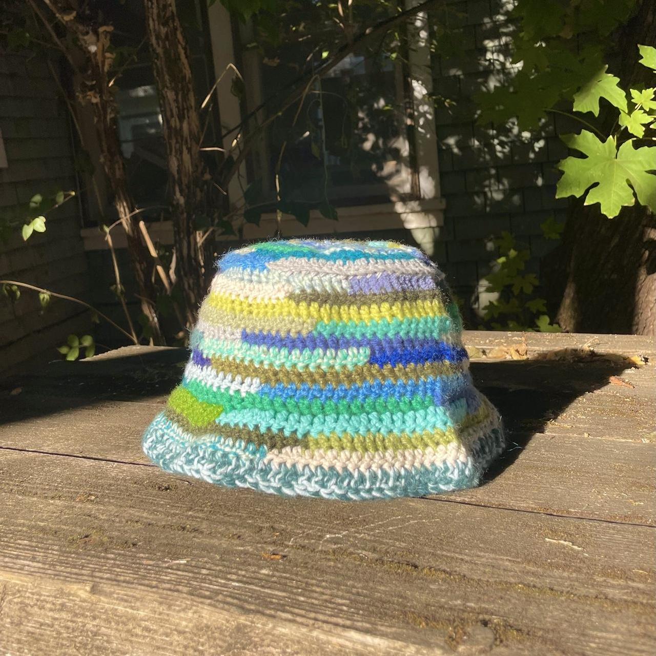 Multicolor crochet bucket hat handmade with a... - Depop