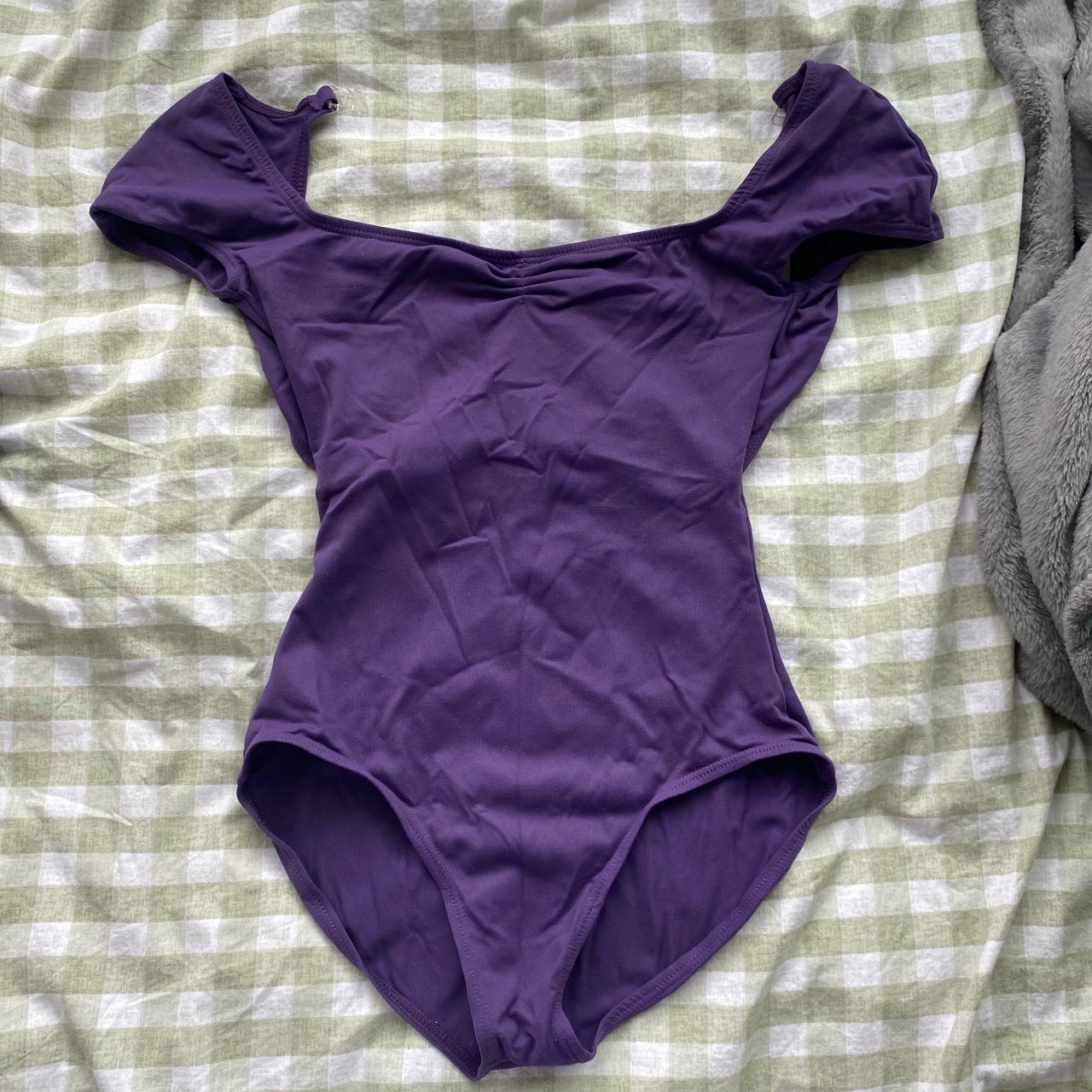 Purple cap sleeve open back ballet leotard - Depop