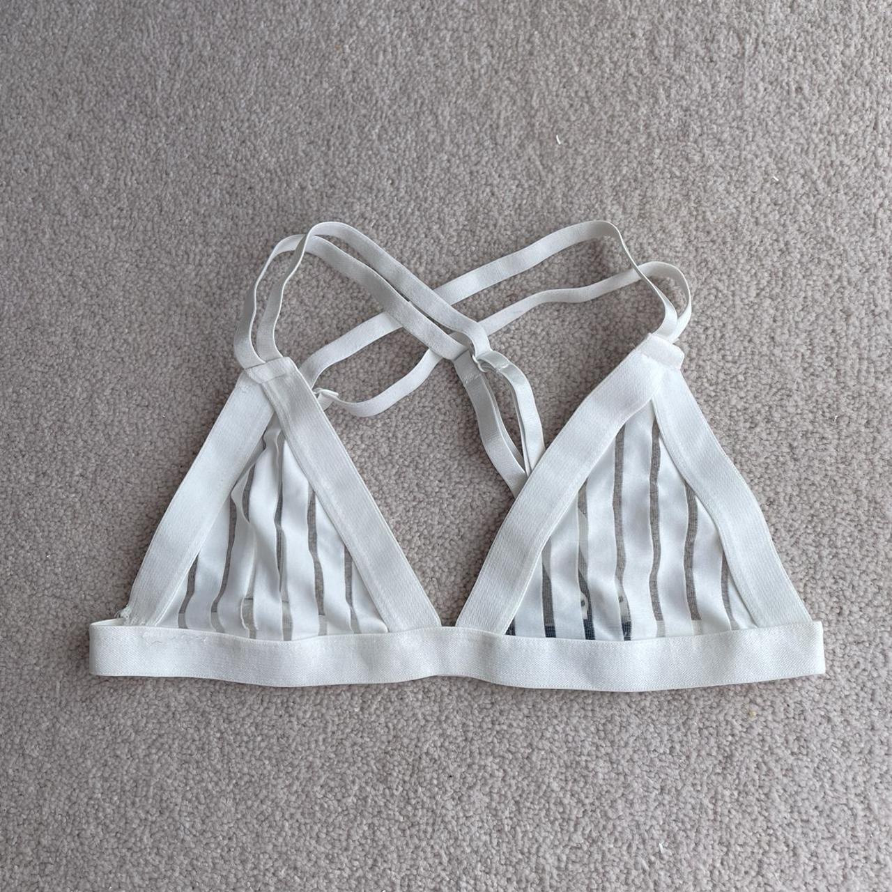 Prettylittlething white mesh bralet, has a small rip... - Depop