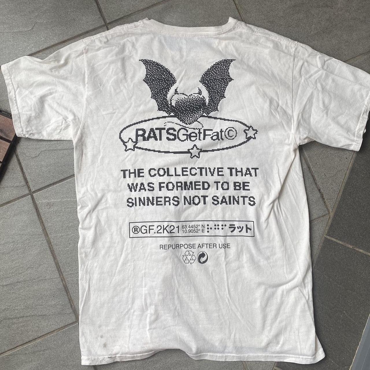 RATS GET FAT GRAPHIC TSHIRT IN CREAM SIZE L- Barely... - Depop
