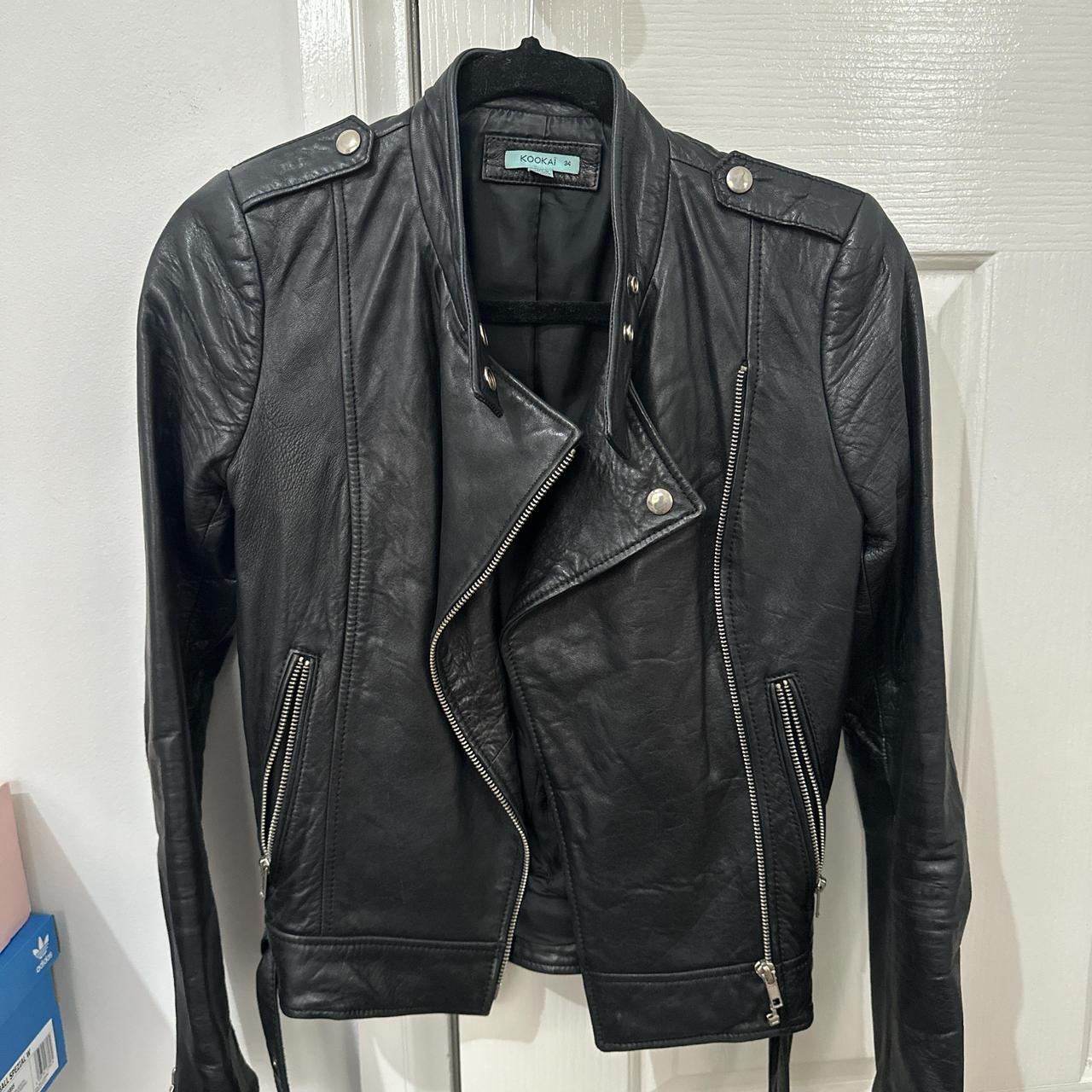 Kookai leather biker jacket Size 34 Good... - Depop