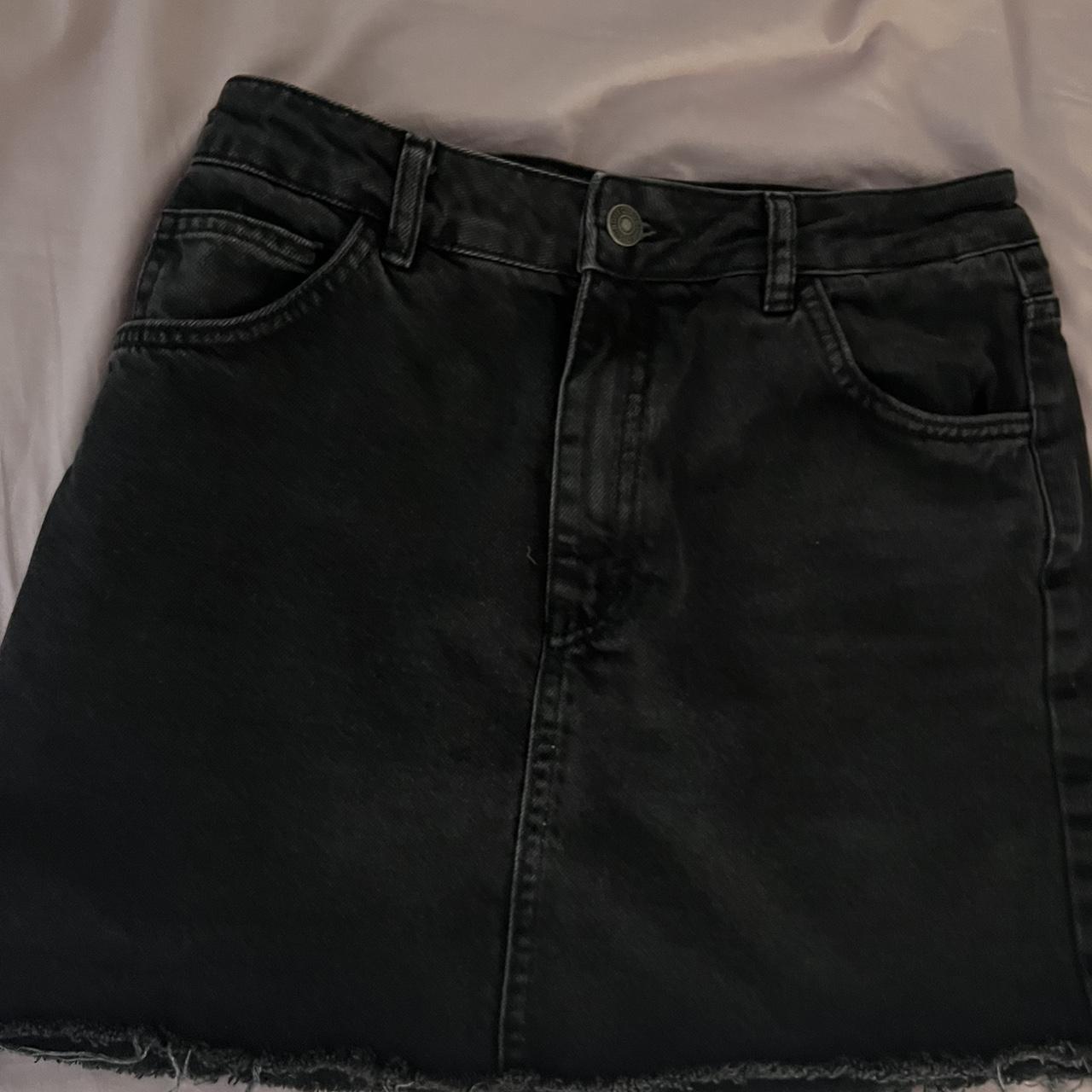 Subdued black denim mini skirt Gorgeous black denim... - Depop