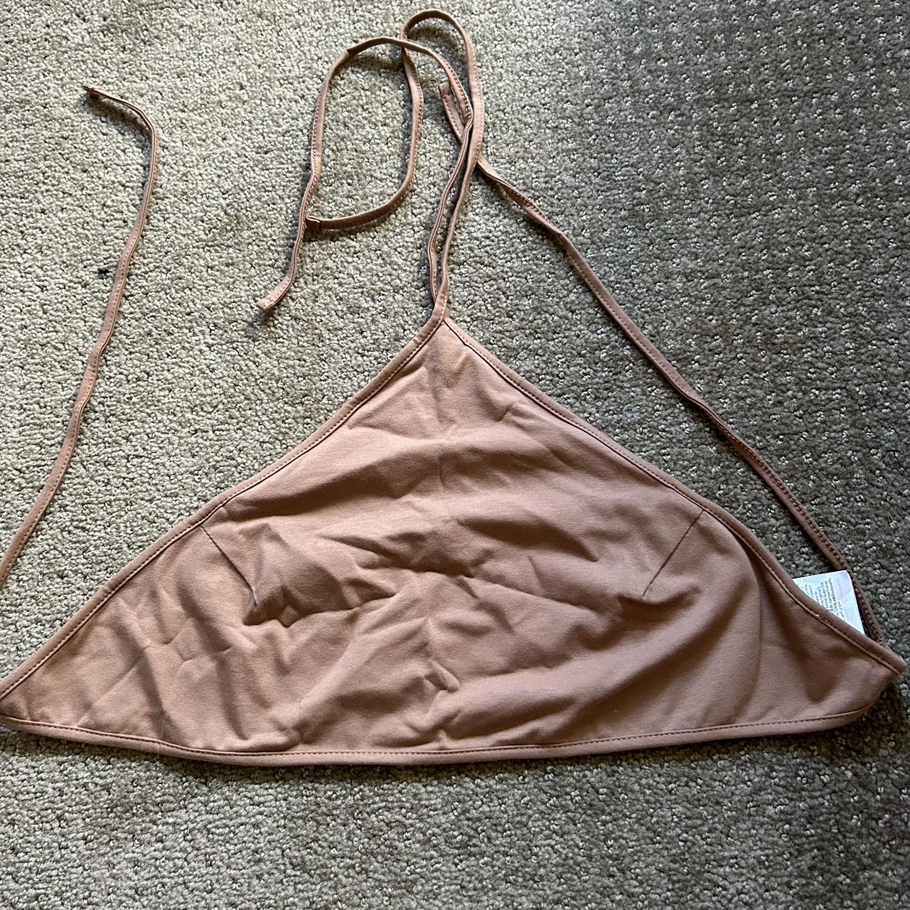 Brown triangle tie up top From cotton on Size xs... - Depop
