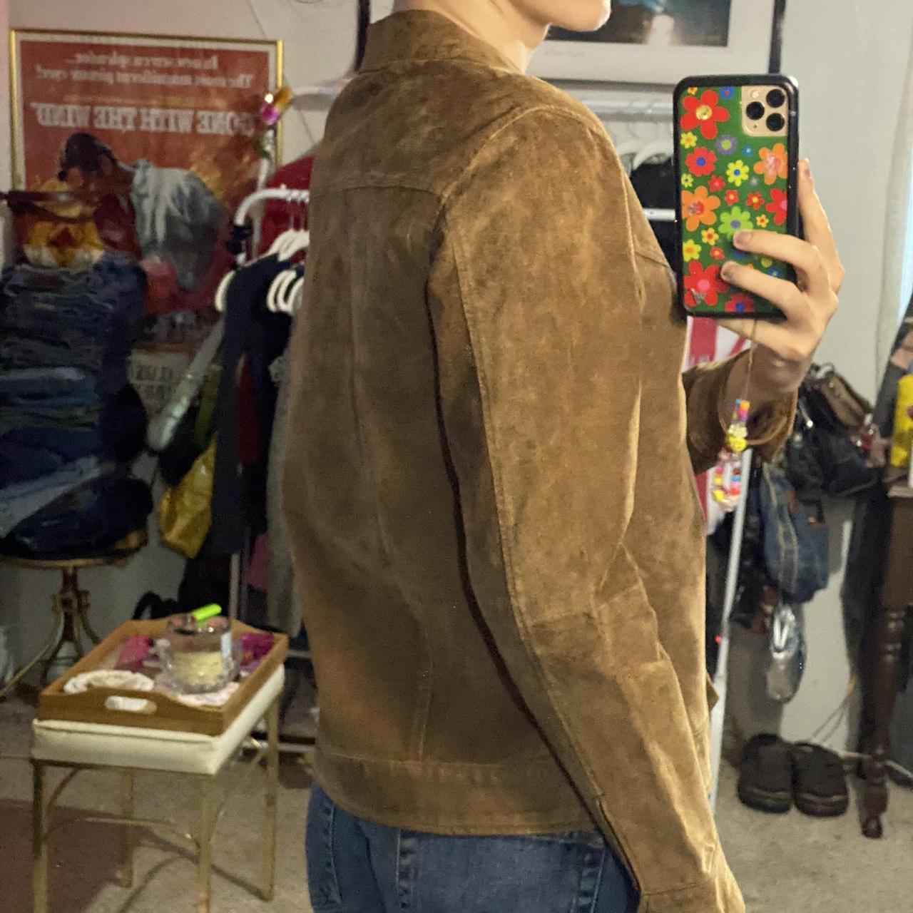 Caramel tan suede leather jacket Fits S J Marco... - Depop