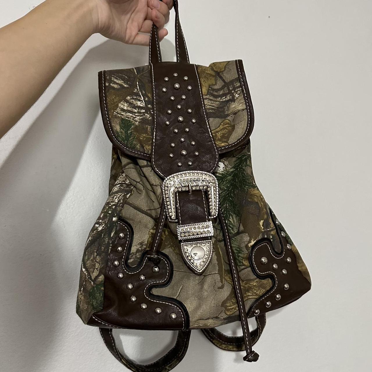 Super cute studded camo back pack with chunky... - Depop