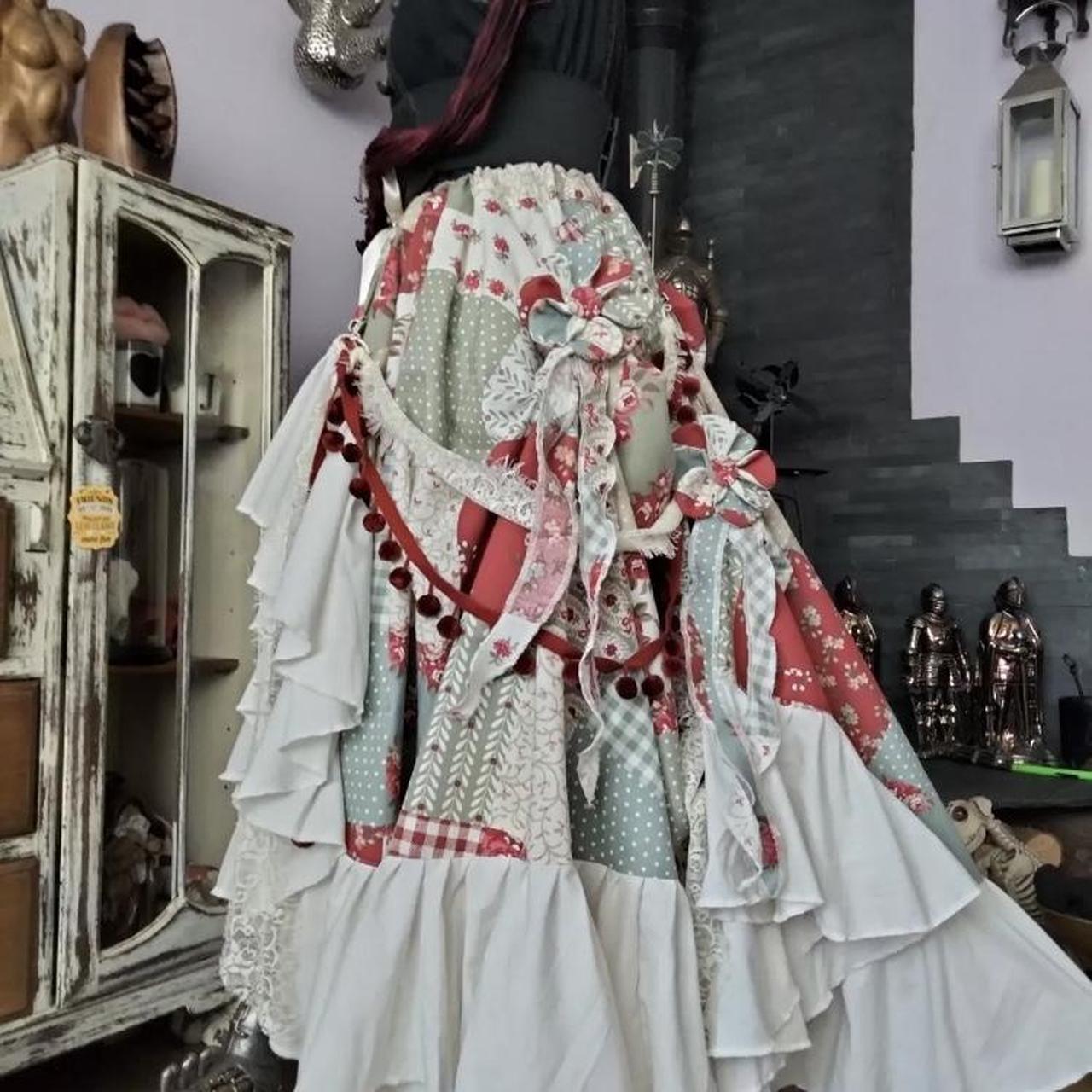 handmade circle ruffle patchwork skirt!!!!! can be... - Depop