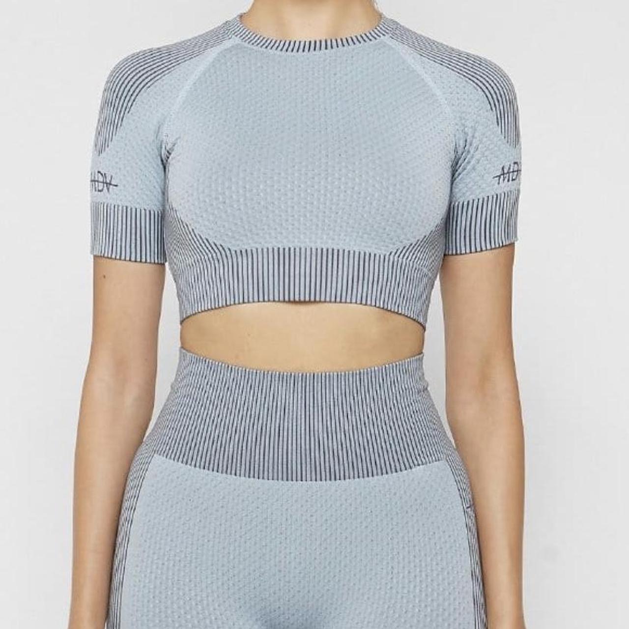 MDV blue/grey gym set top (small) and leggings (medium) - Depop
