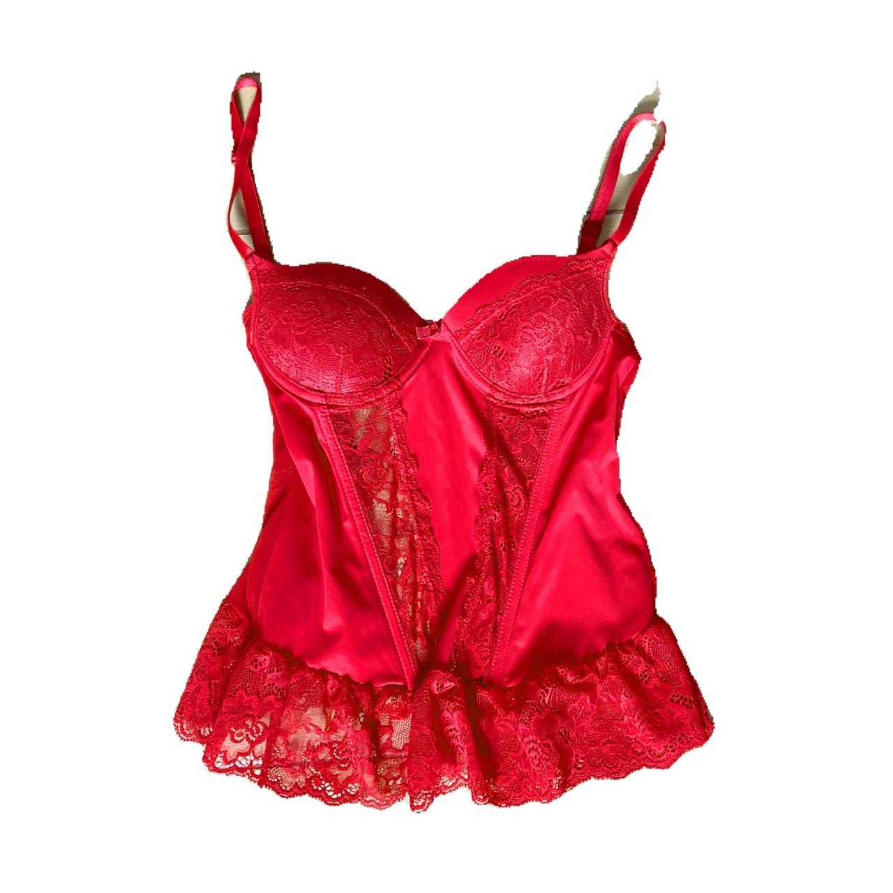 Sexiest red corset top. So flattering with a mesh... - Depop