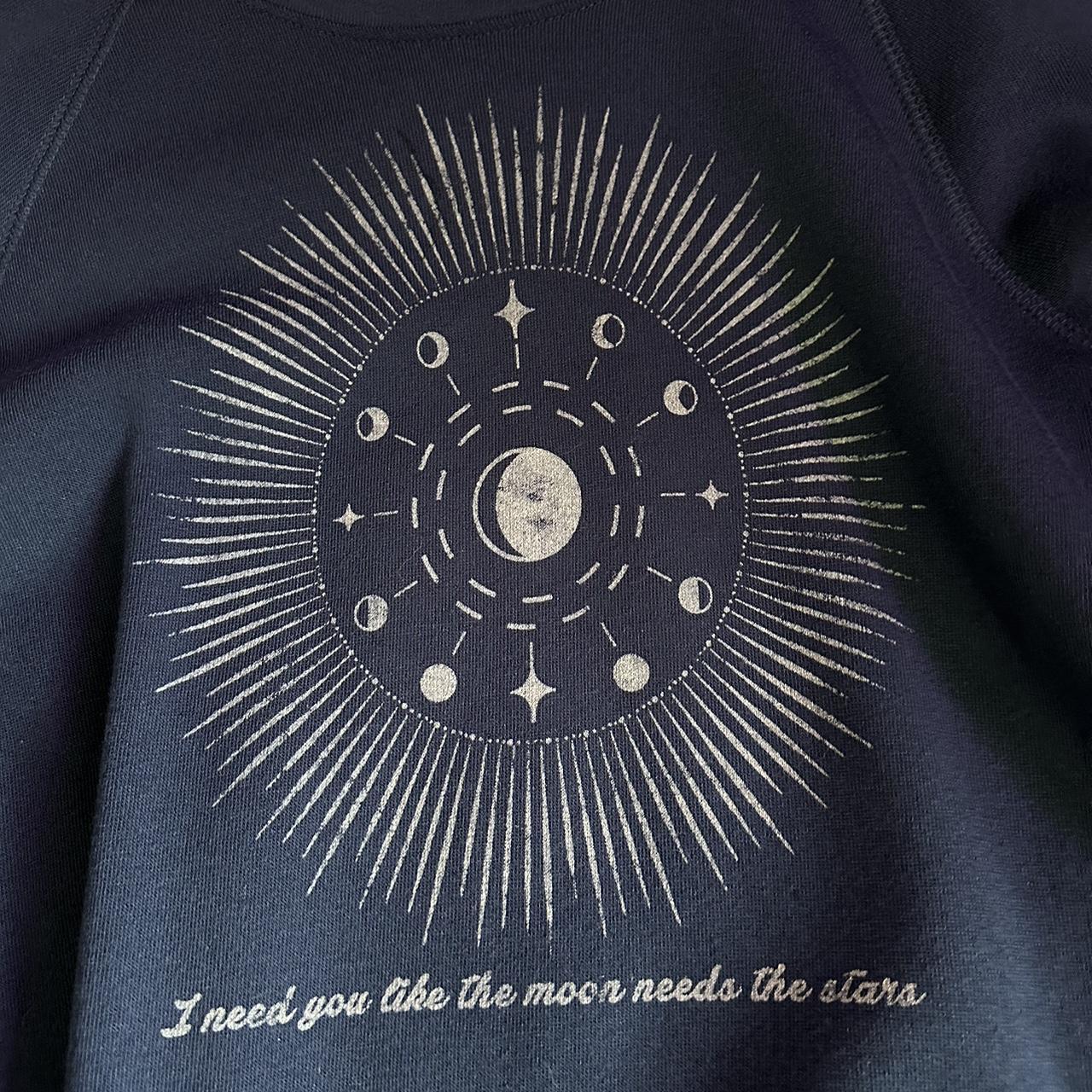 Navy blue moon sweater. Size xl. Cute witchy vibes... - Depop