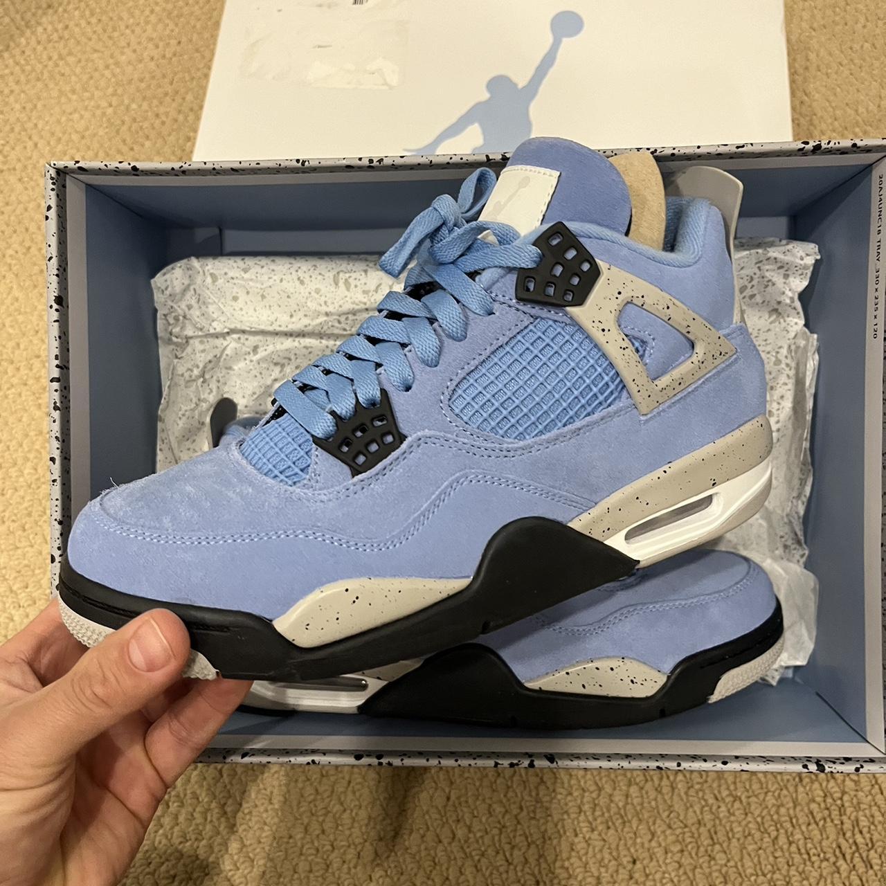 AIR JORDAN 4 RETRO UNIVERSITY BLUE/BLACK Must have... - Depop