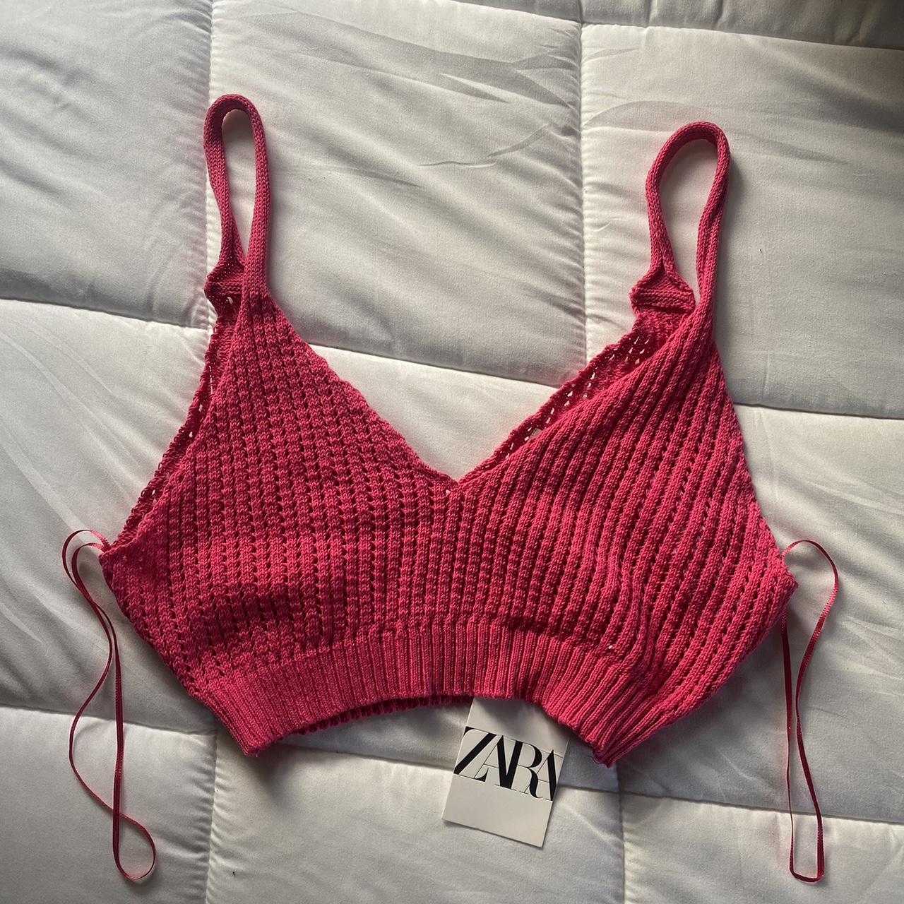 Gorgeous Hot Pink Knit Top by Zara New with tag!... - Depop