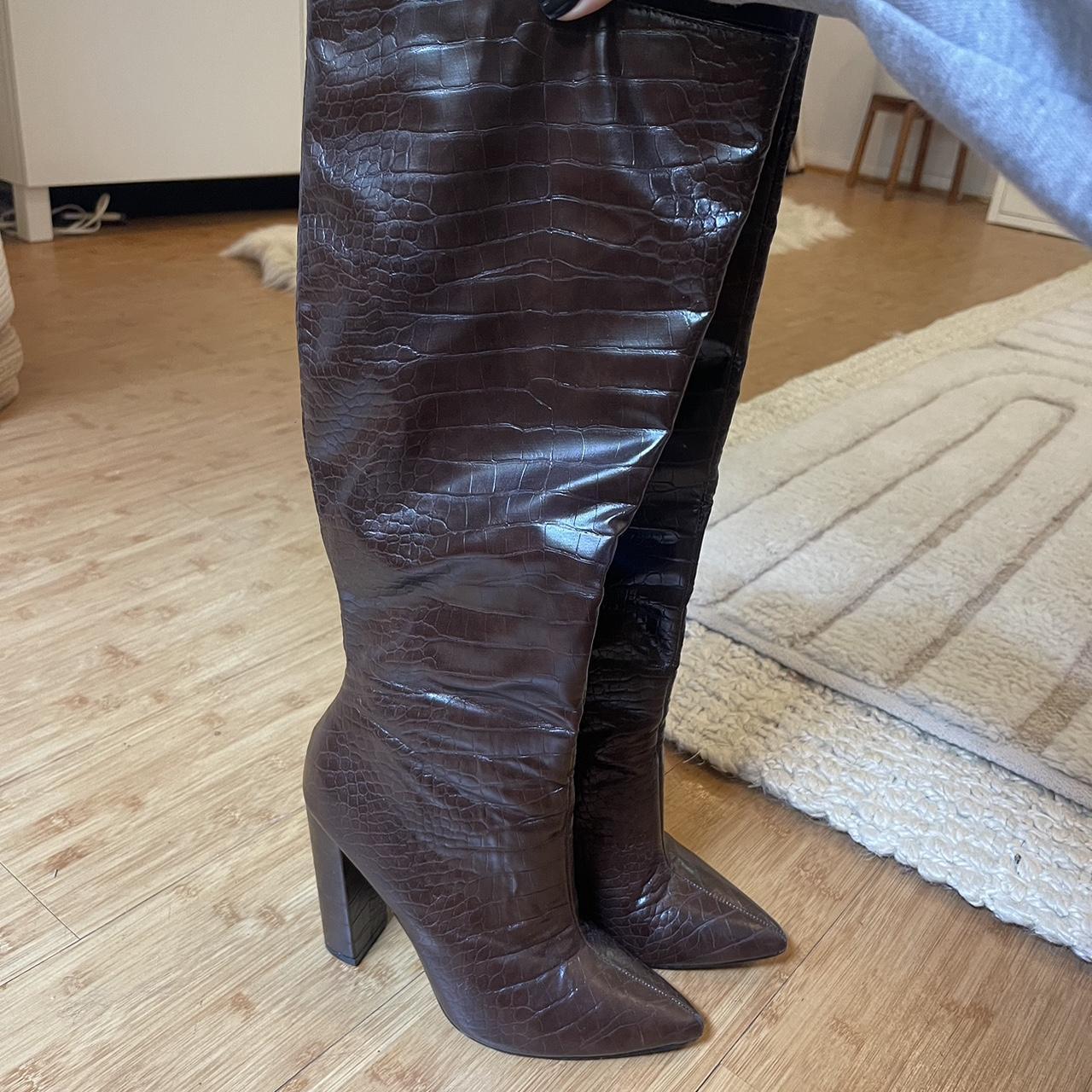 Brown snakeskin boots Size 7 Work once (I like lower... - Depop