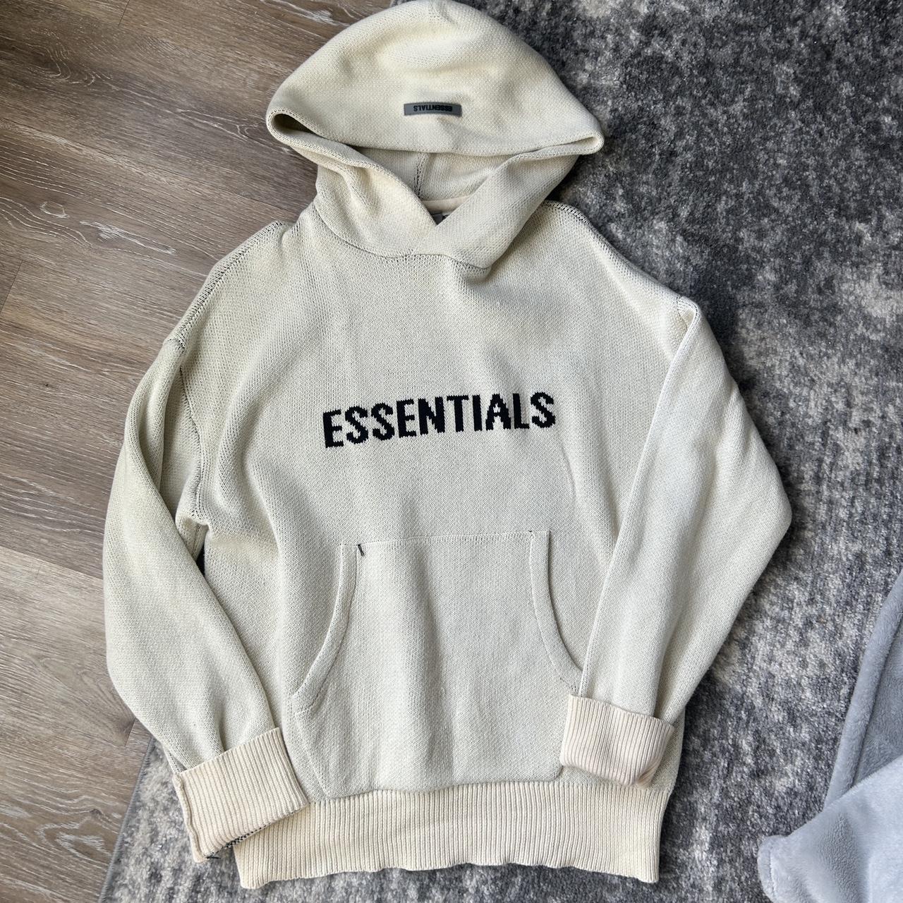 Essentials Fear of God Knit Hoodie - Oatmeal Size... - Depop