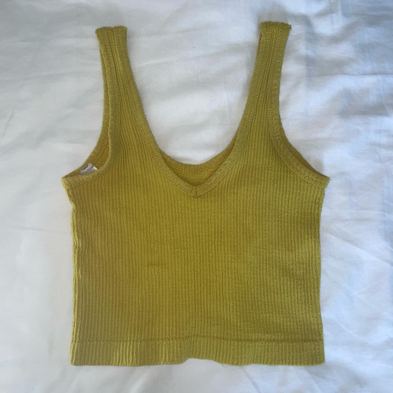 Urban Outfitters yellow/green cropped tank top some... - Depop