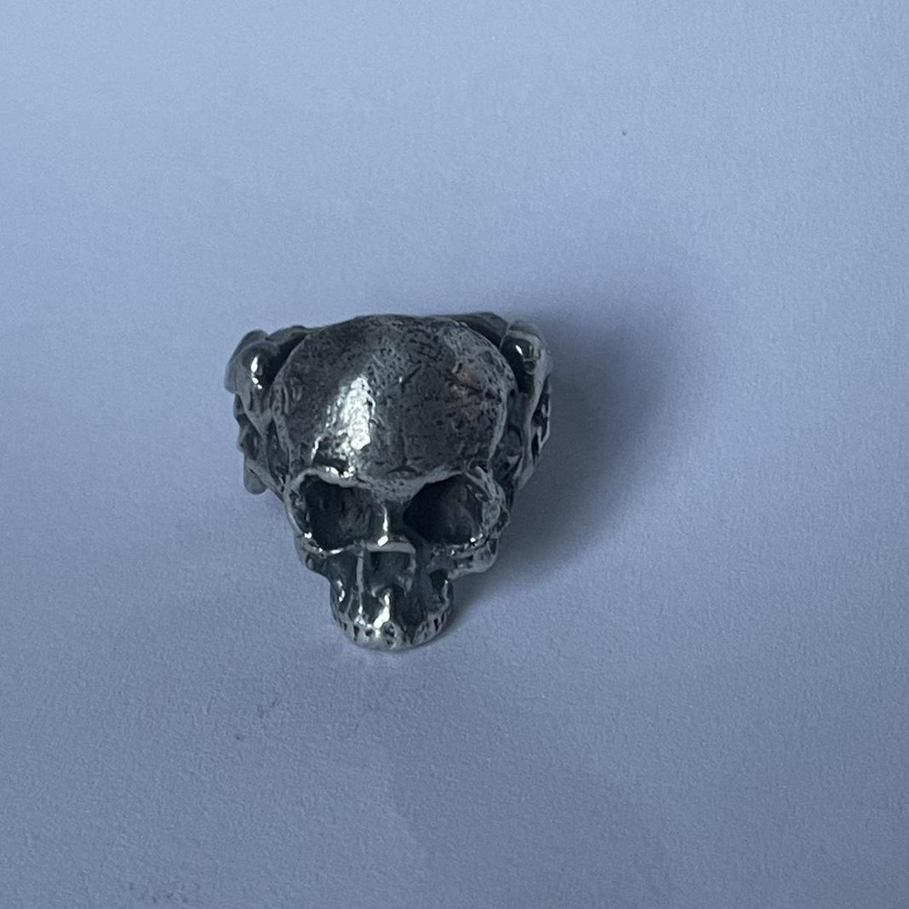 “speeding demon” big chunky heavy skull ring size 11... - Depop
