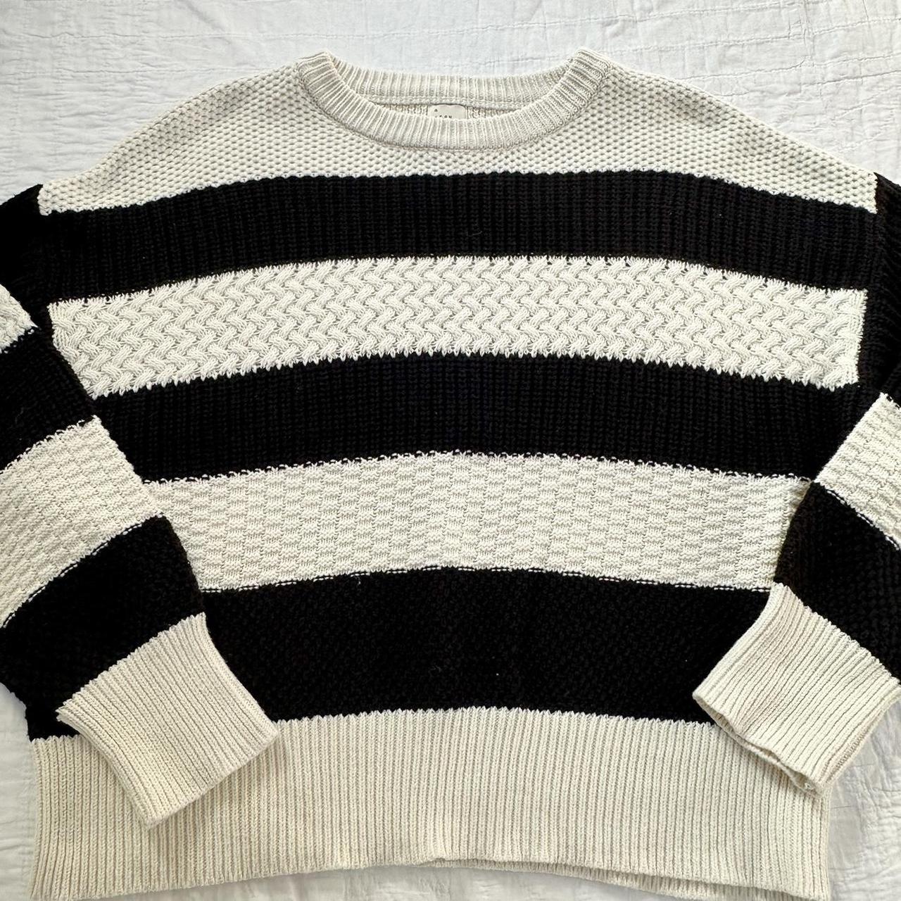 striped sweater from target black and white thick... - Depop