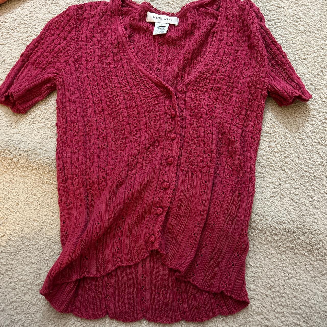 Silk Pointelle pink cardigan... - Depop