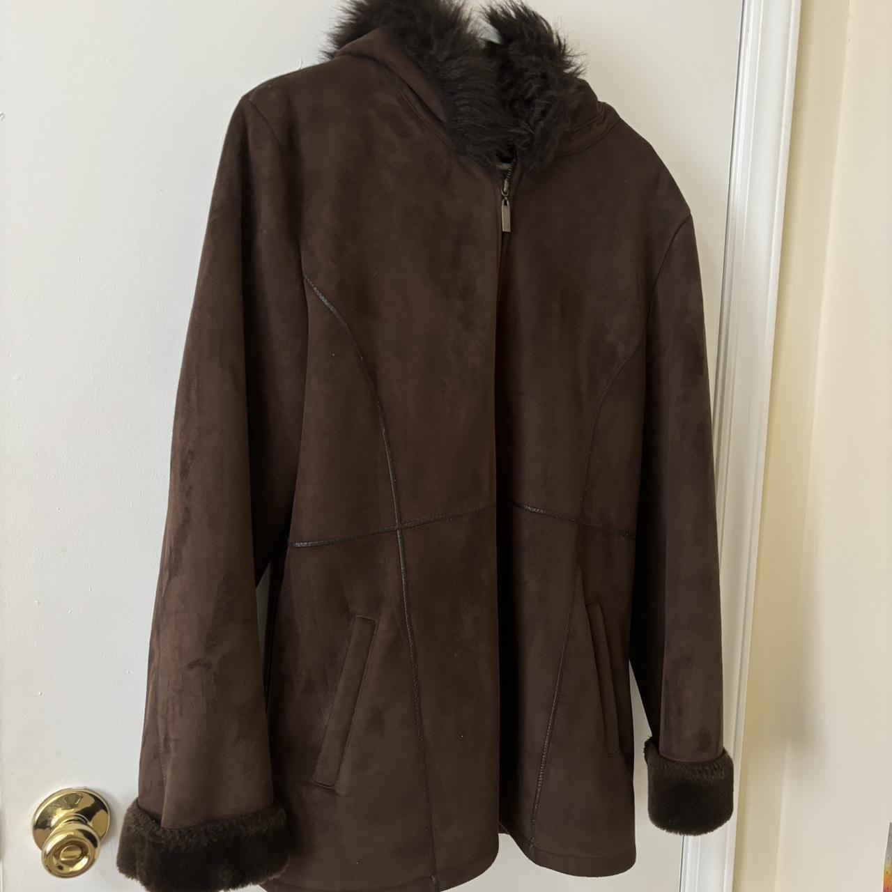Apostrophe Brown Fur Suede Jacket #apostrophe... - Depop