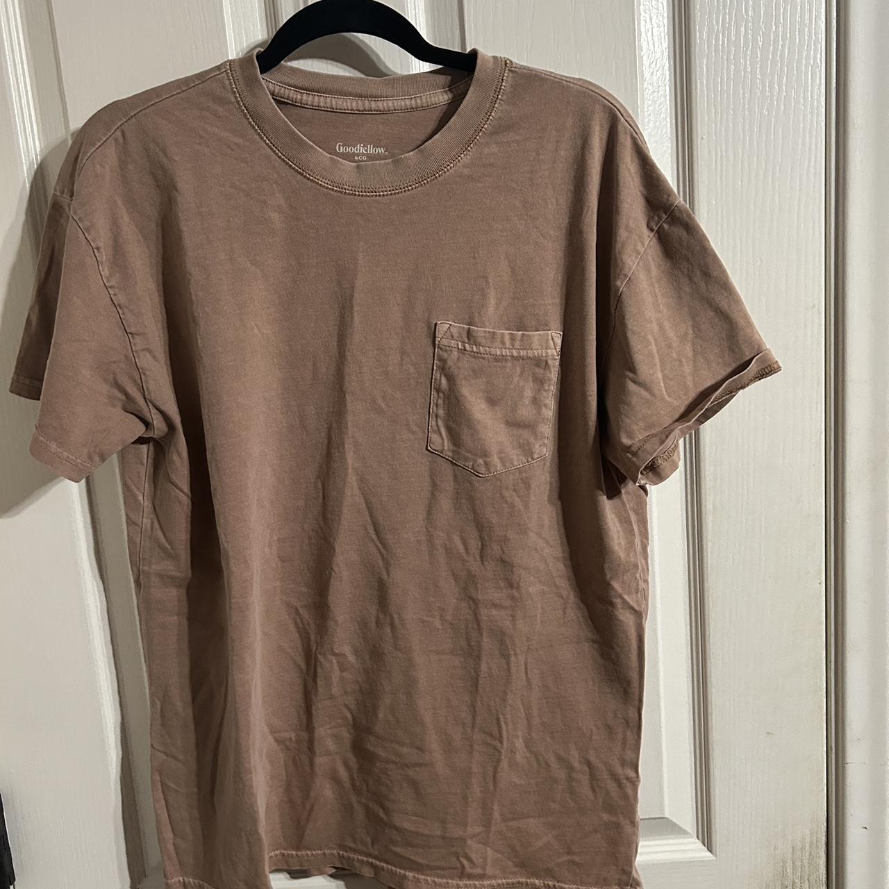 Goodfellow brand Tan T-Shirt with pocket ... - Depop